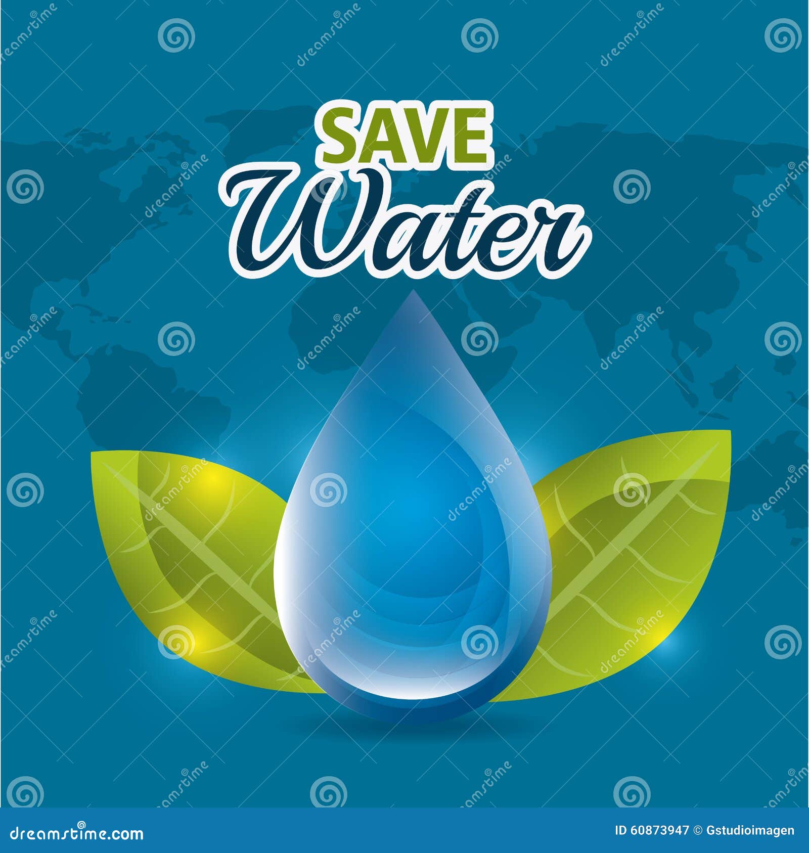 Save water ecology stock vector. Illustration of design - 60873947