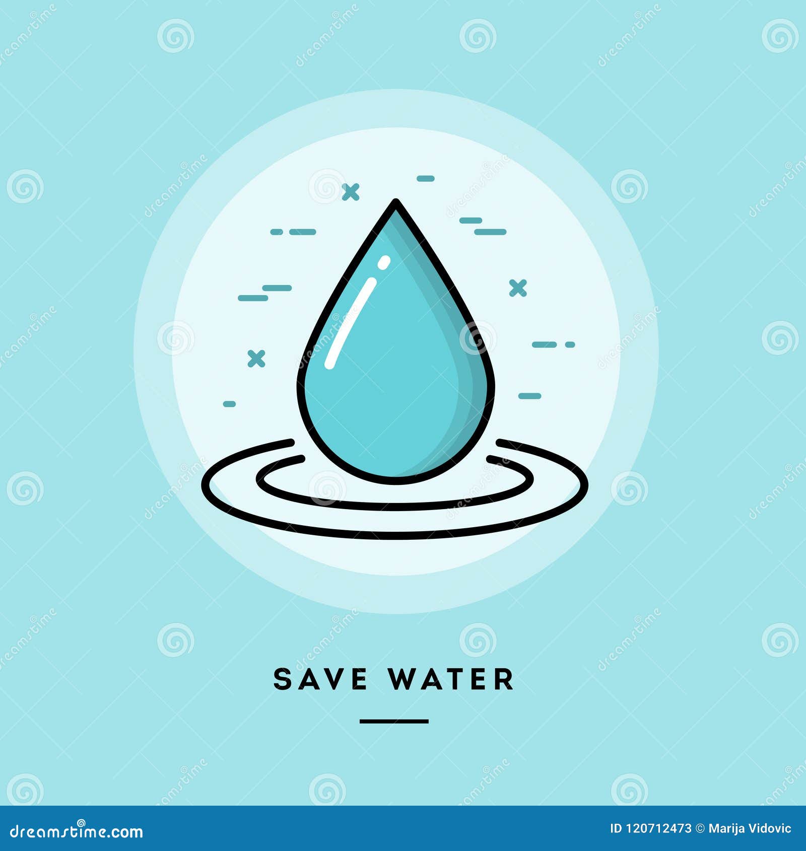 Save Water, Flat Design Thin Line Banner Stock Vector - Illustration of ...