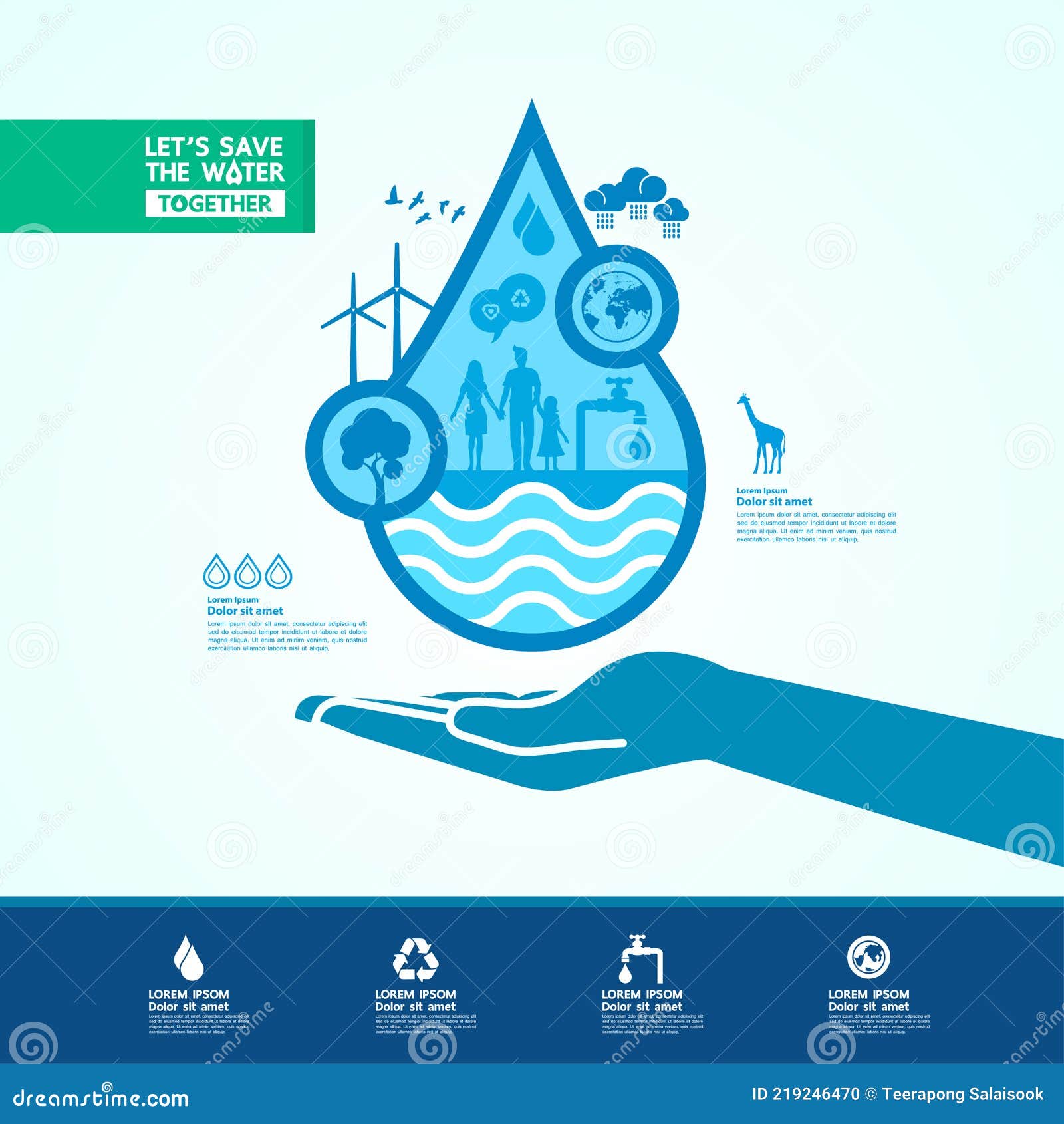 Save the Water for Green Ecology World Vector Illustration. Stock ...