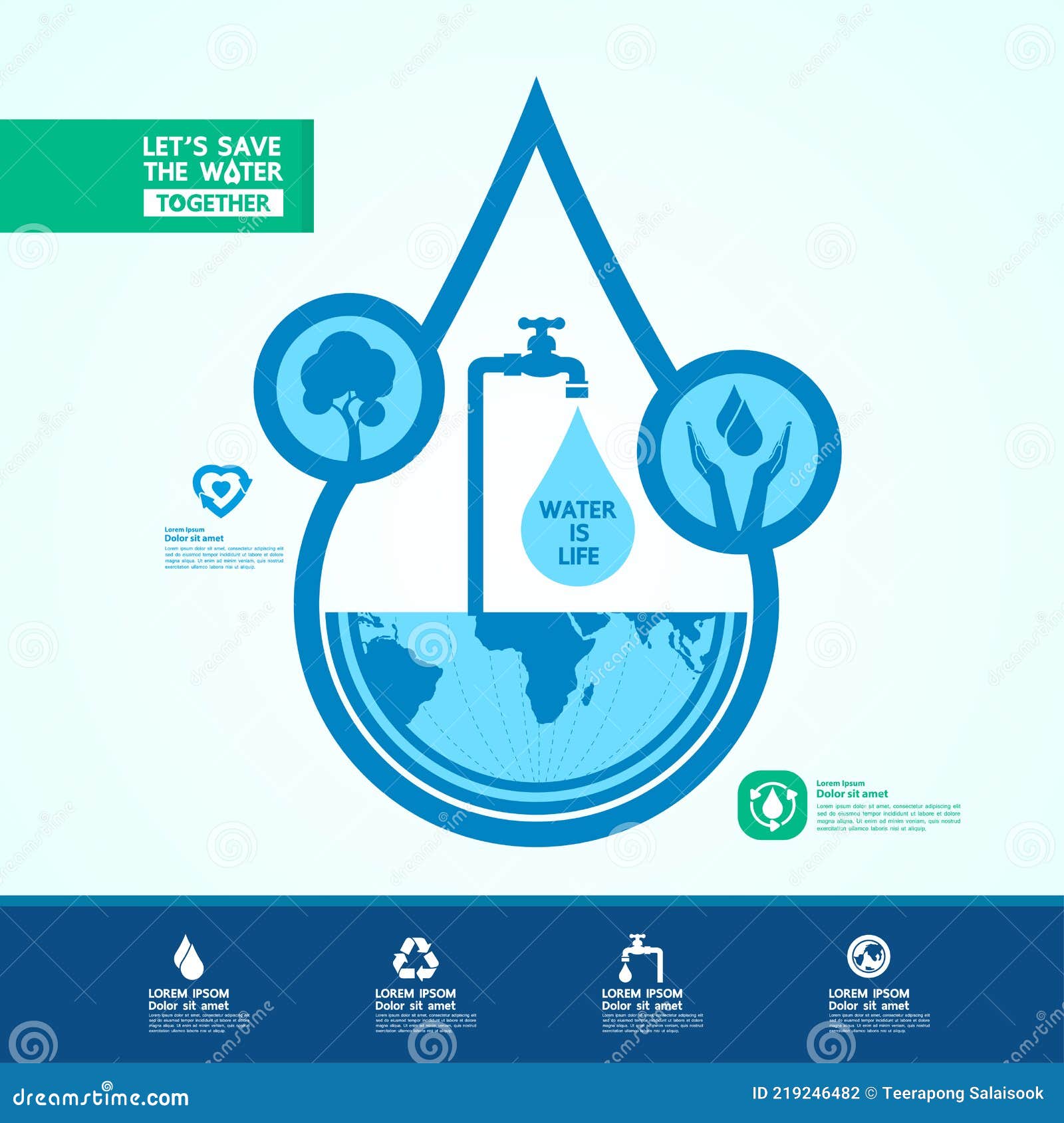 Save the Water for Green Ecology World Vector Illustration. Stock ...