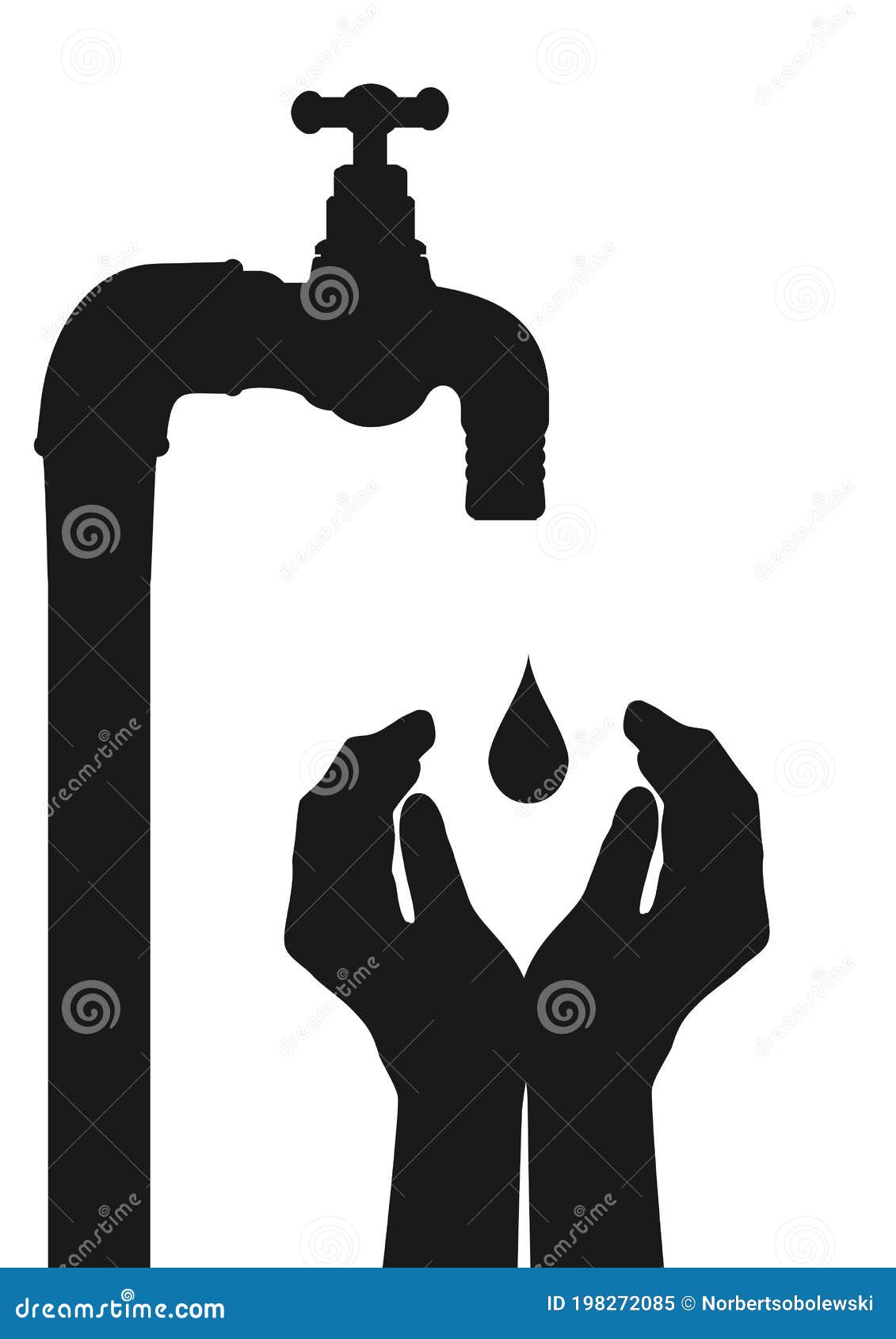 Save water. stock vector. Illustration of faucet, protecting - 198272085