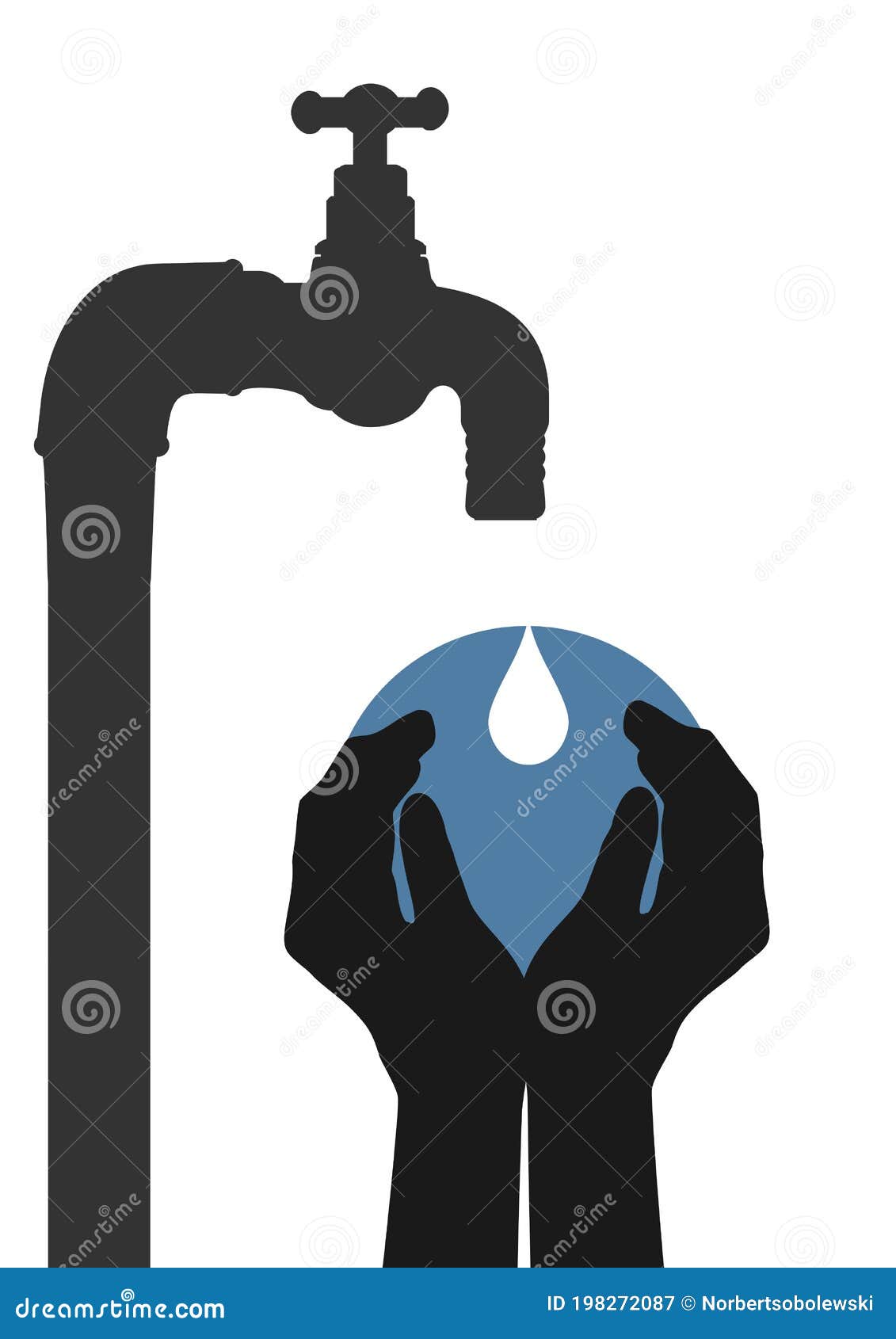 Save water. stock vector. Illustration of water, hands - 198272087