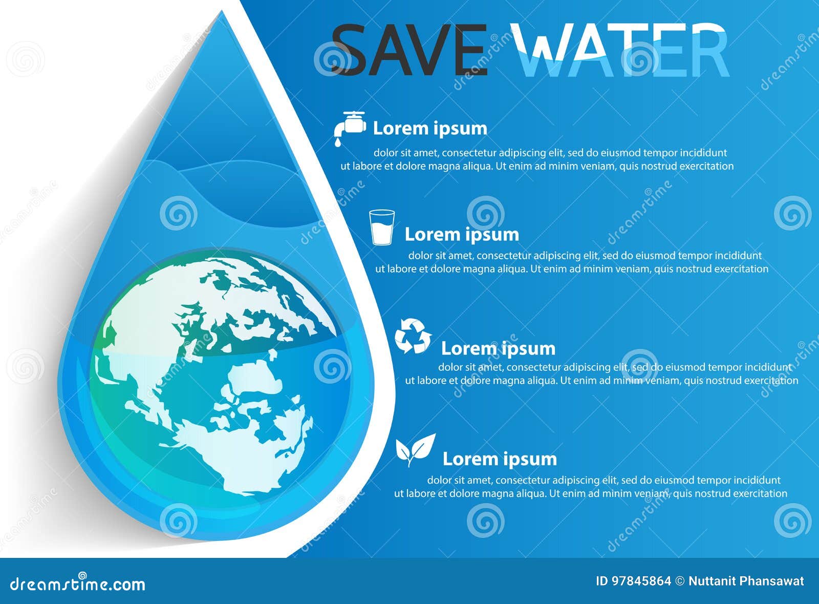 Save Water Info Graphic Design Stock Vector - Illustration of creative ...