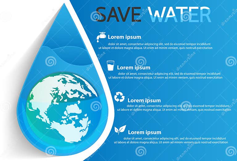 Save Water Info Graphic Design Stock Vector - Illustration of creative ...