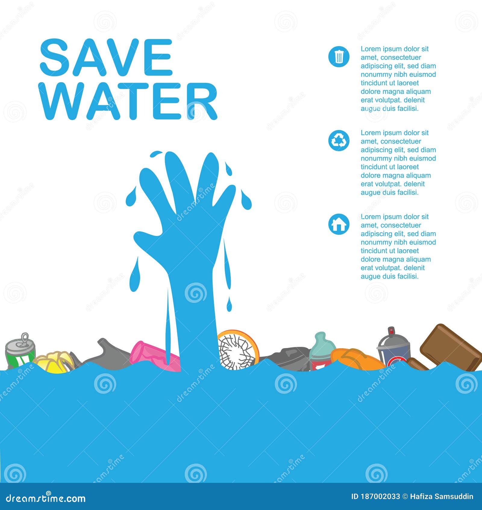 Save Water Infographic Presentation. Vector Illustration Decorative ...