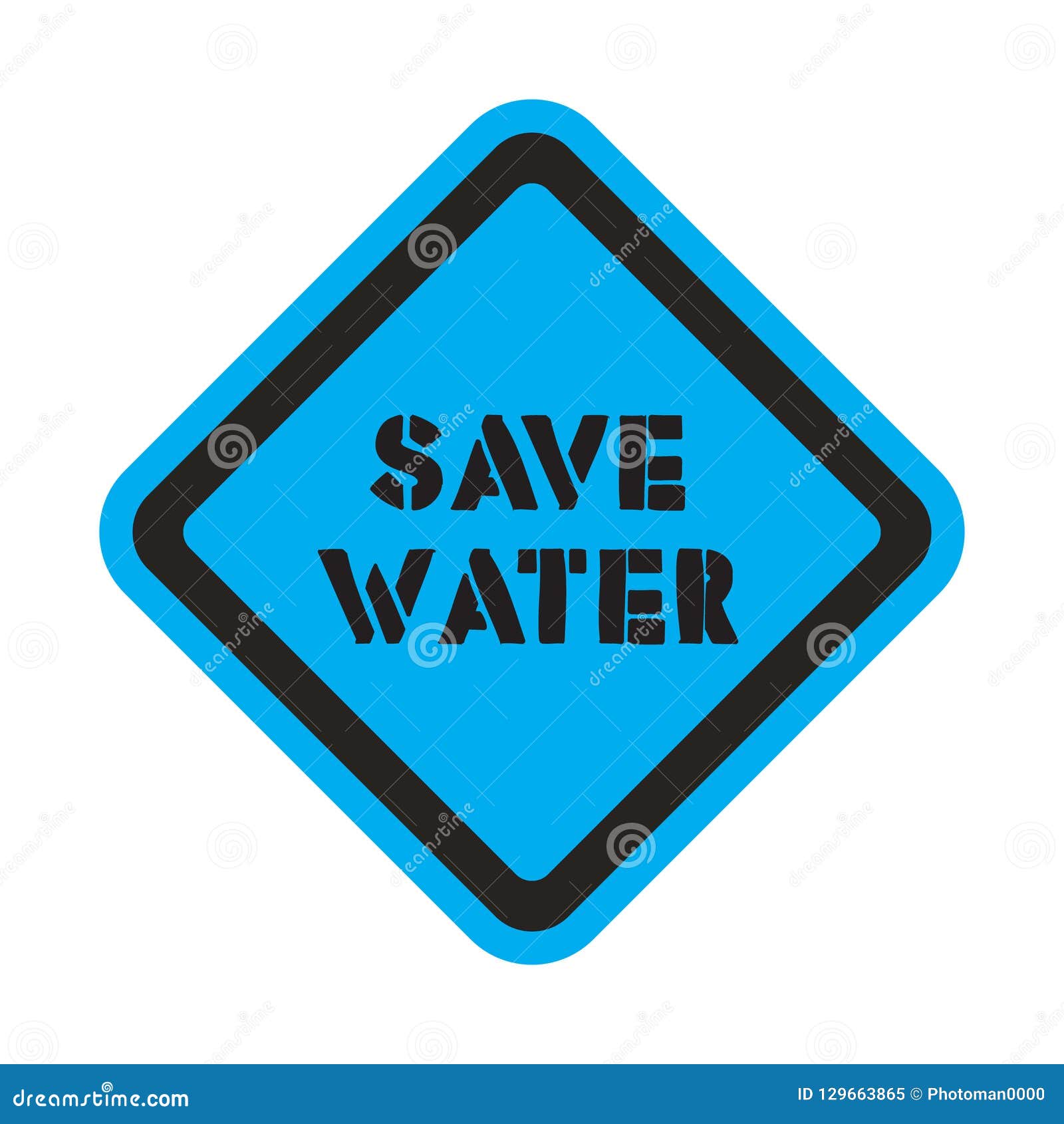 Save Water Isolated Blue Sticker Stock Vector - Illustration of white ...