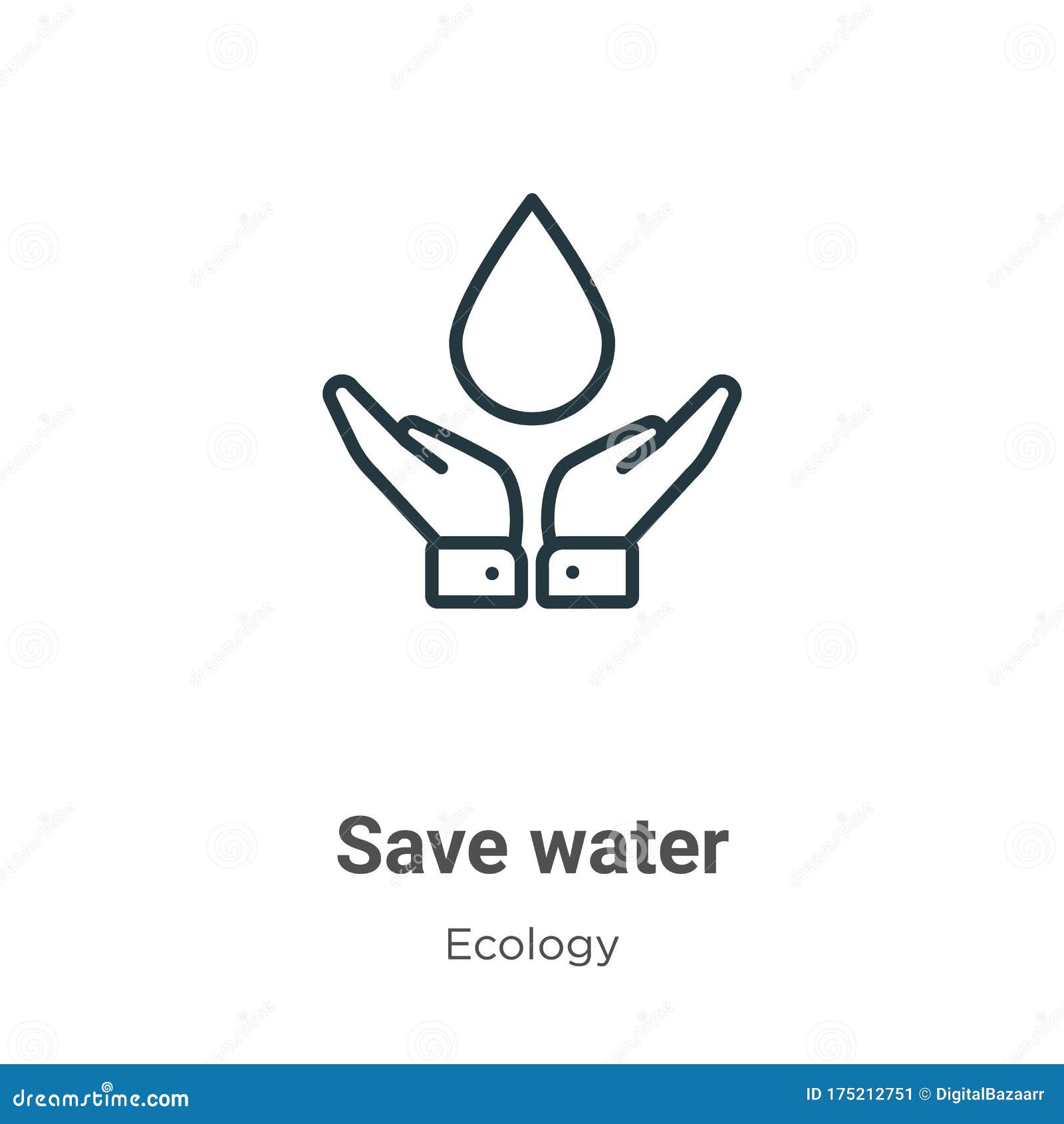 Save Water Outline Vector Icon. Thin Line Black Save Water Icon, Flat ...