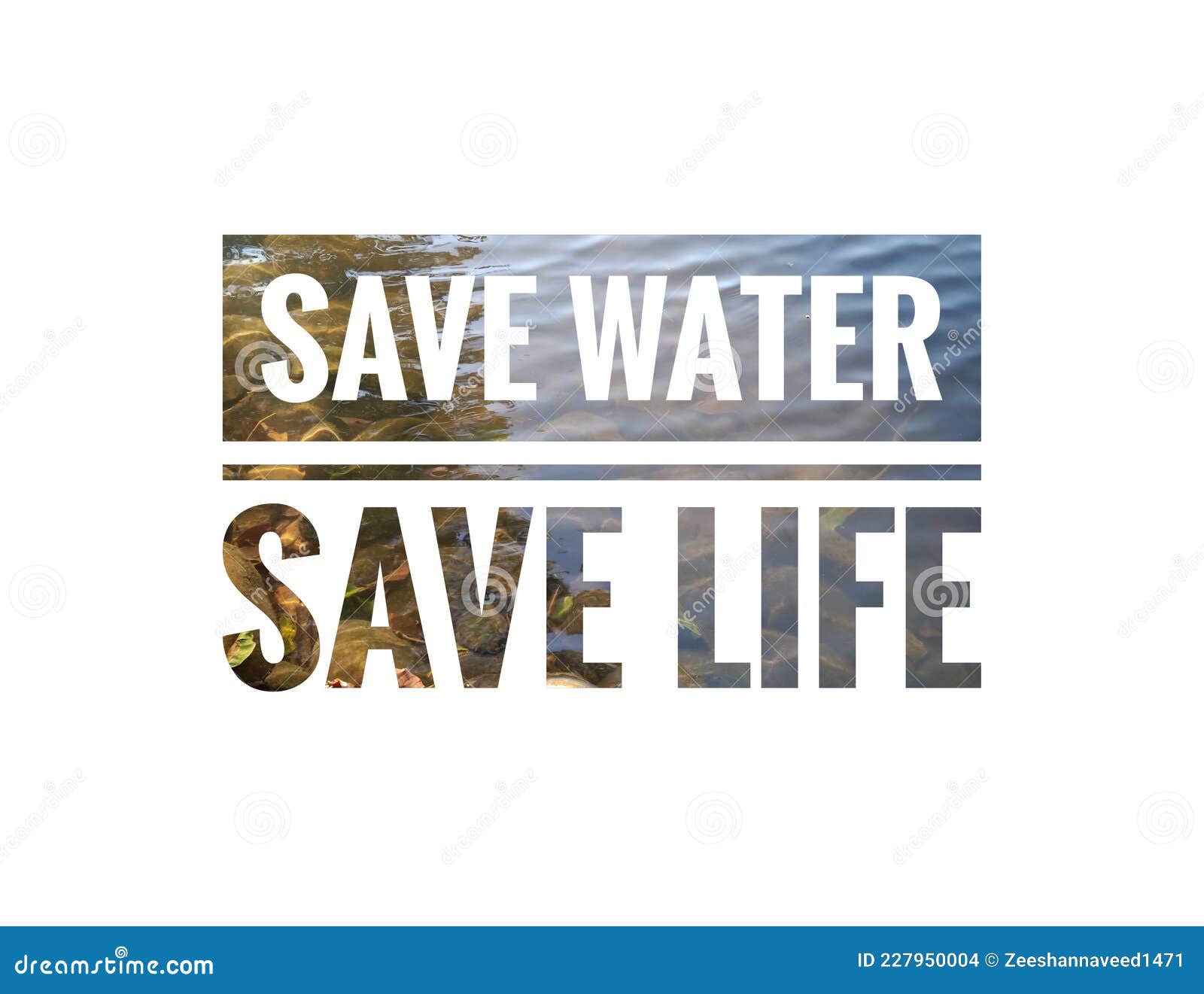 Save Water Save Life Text Message Isolated on White Background. Waves ...