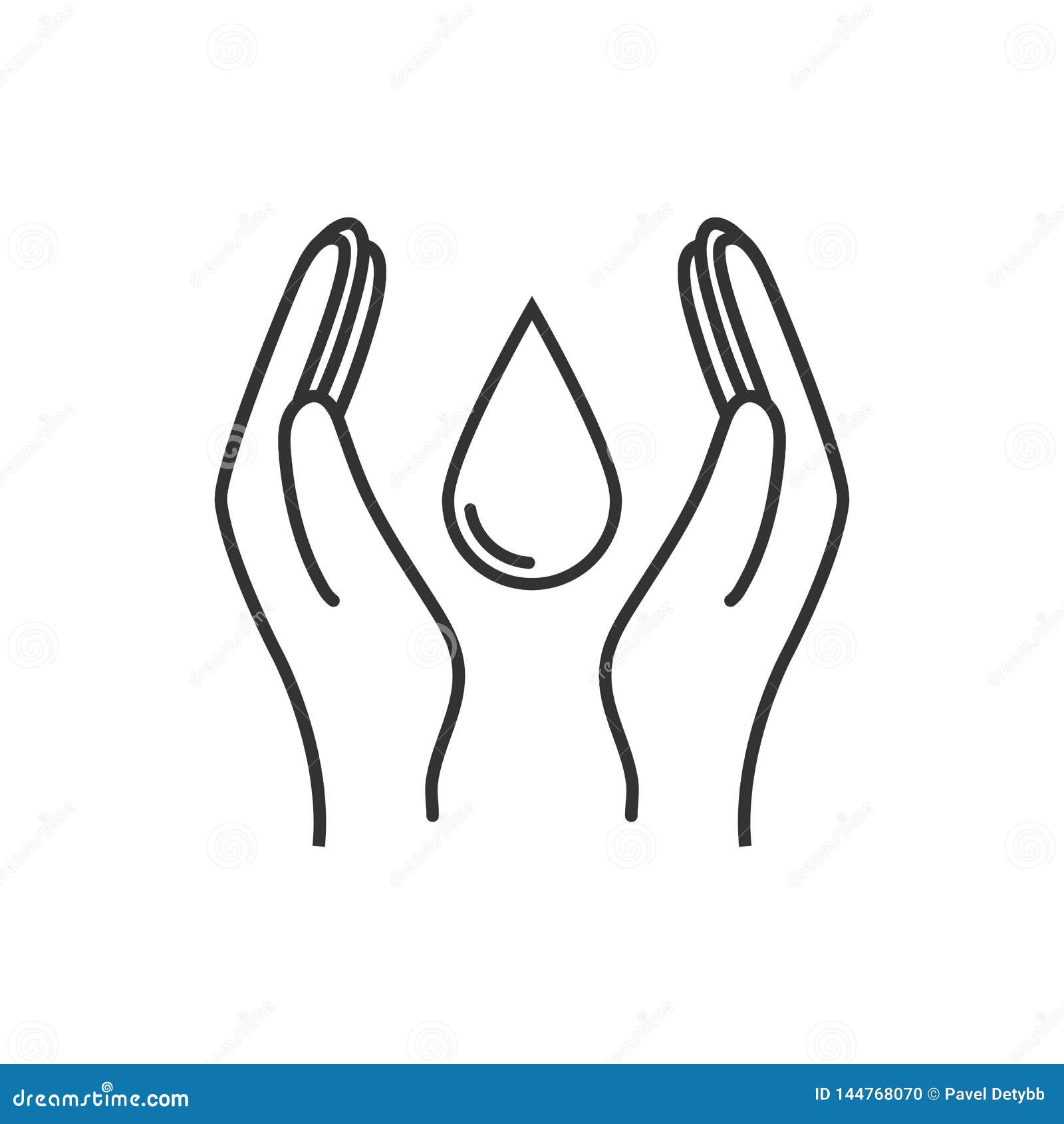 Save Water Sign. Hand Holds Water Drop Icon. Vector Illustration, Flat ...