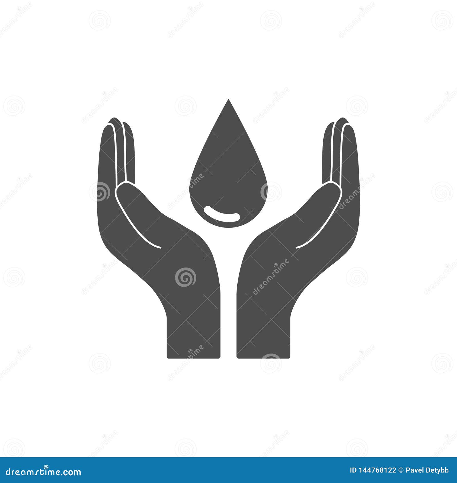 Save Water Sign. Hand Holds Water Drop Icon. Vector Illustration, Flat ...