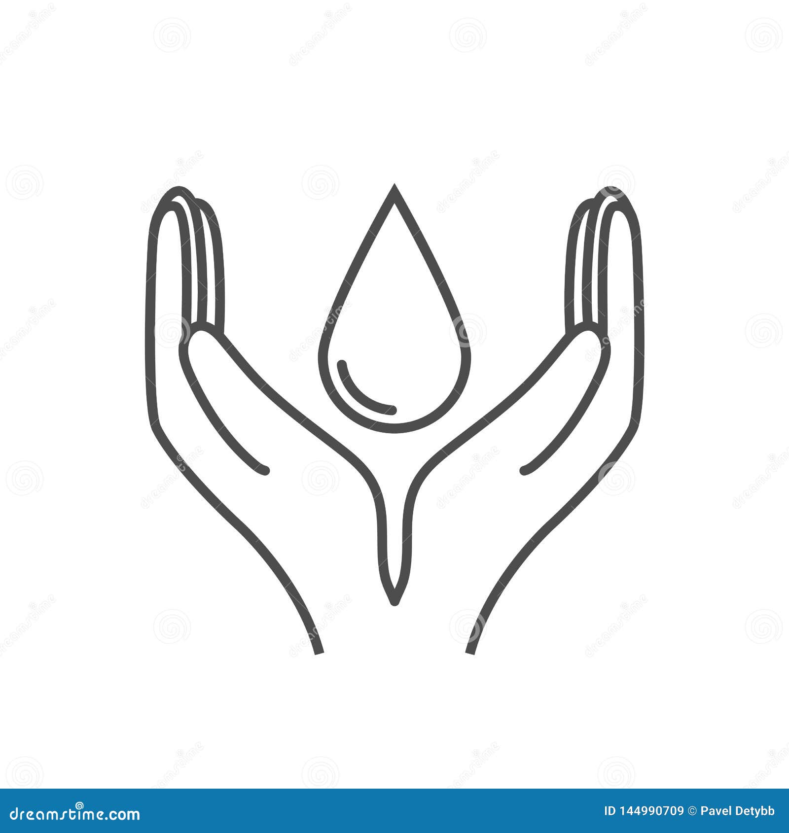Save Water Sign. Hand Holds Water Drop Icon. Vector Illustration, Flat ...