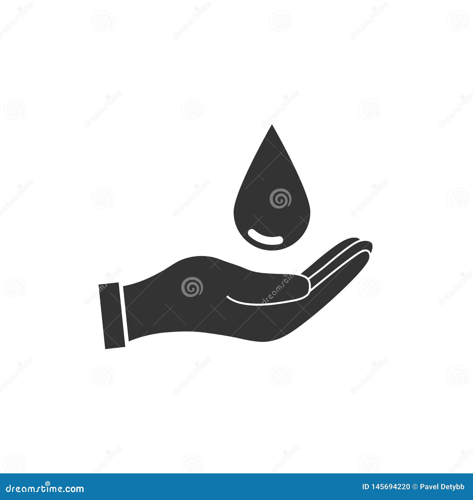 Save Water Sign Hand Holds Water Drop Icon Vector Illustration Flat