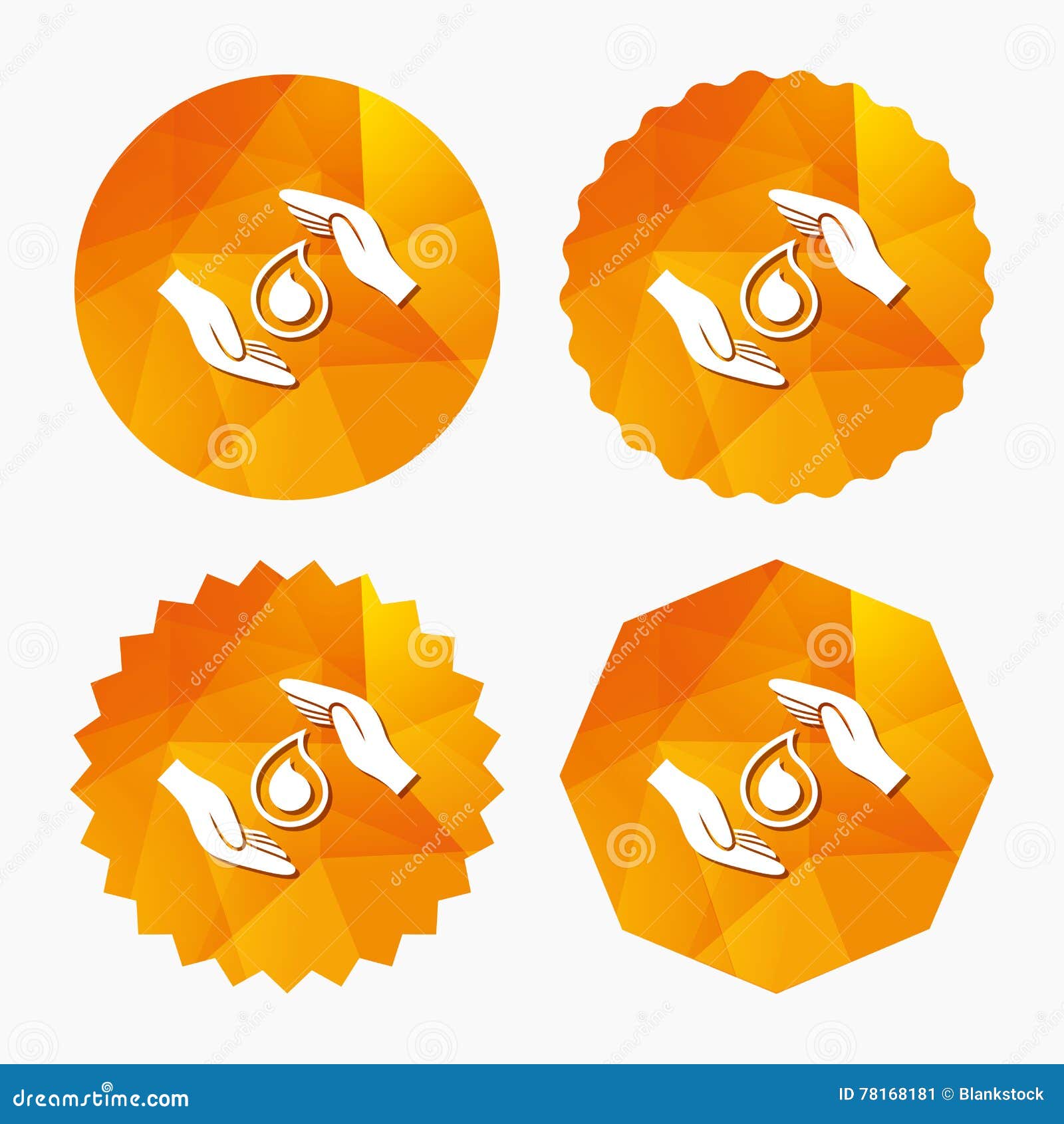 Save Water Sign Icon. Hands Protect Water Drop. Stock Vector ...