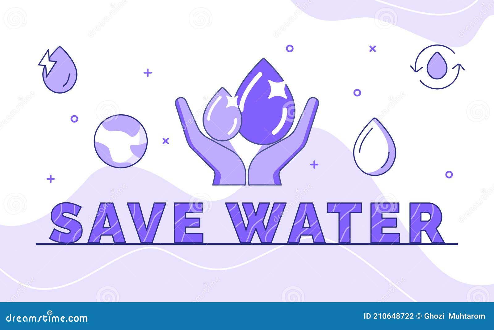 Save Water Typography Calligraphy Word Art with Outline Style Stock ...