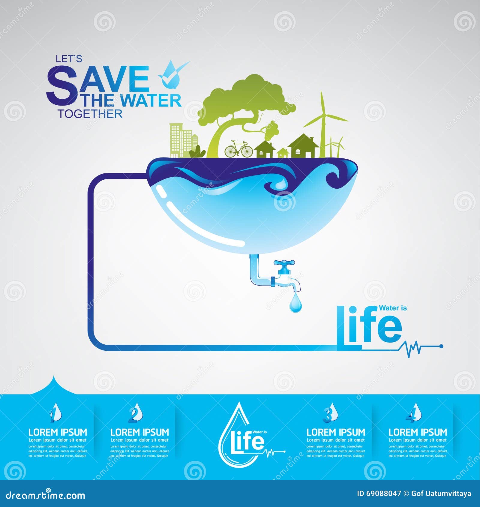 Save Water Vector Concept Ecology Stock Vector - Illustration of design ...