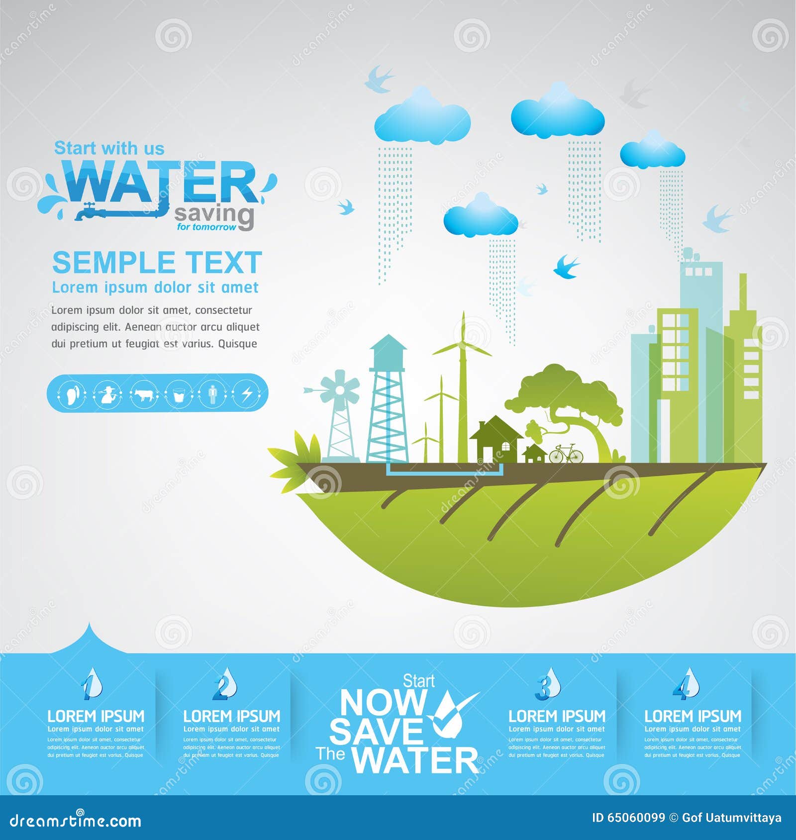 Save the Water Vector Concept Start Saving. Stock Vector - Illustration ...