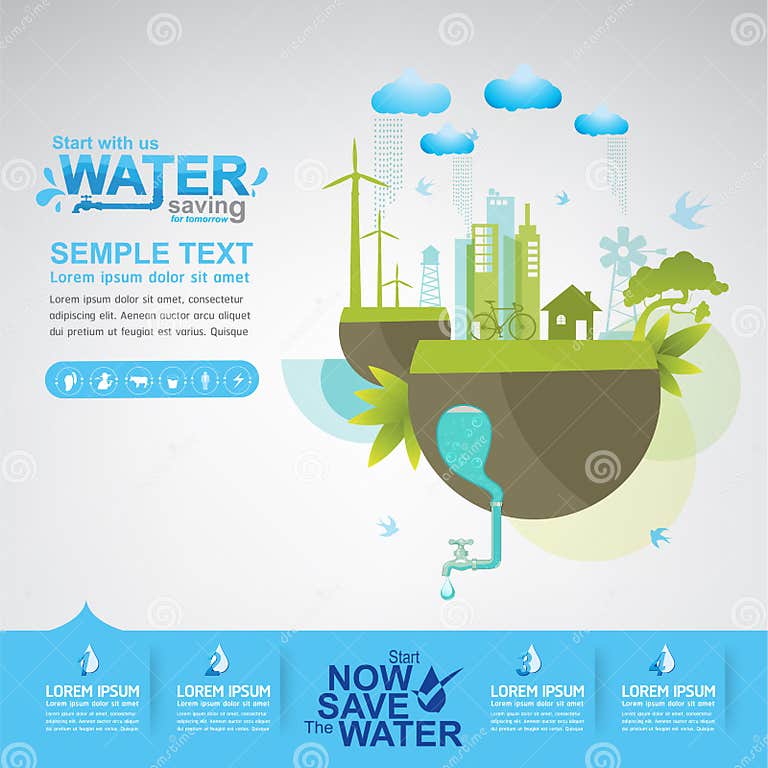 Save the Water Vector Concept Start Saving. Stock Vector - Illustration ...