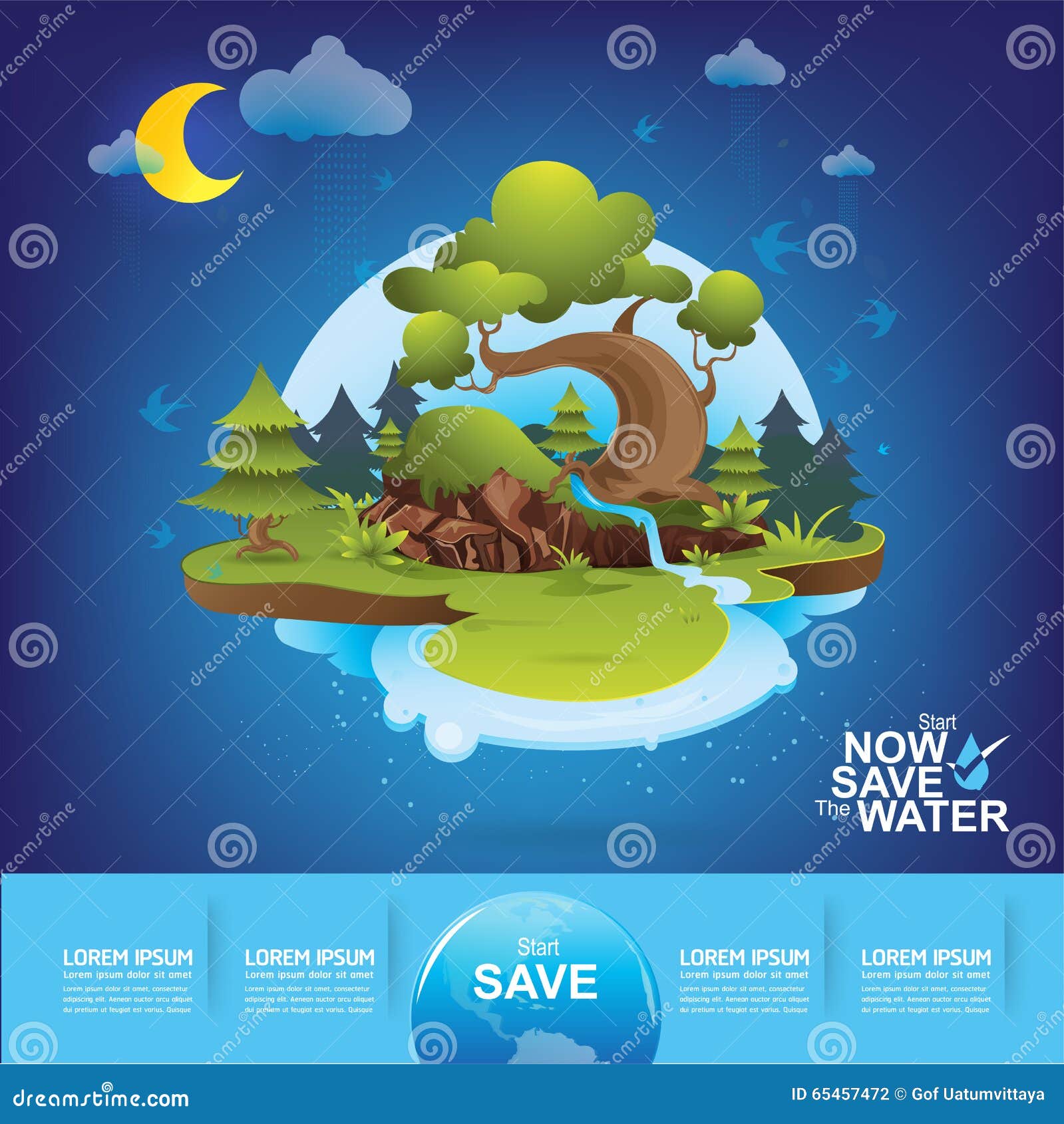 Save the Water Vector Concept Start Saving. Stock Vector - Illustration ...