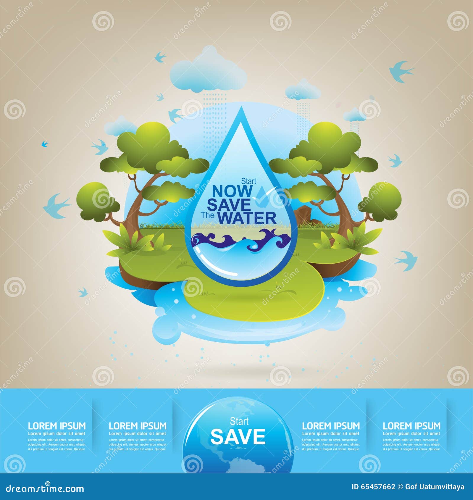 Save the Water Vector Concept Start Saving. Stock Vector - Illustration ...