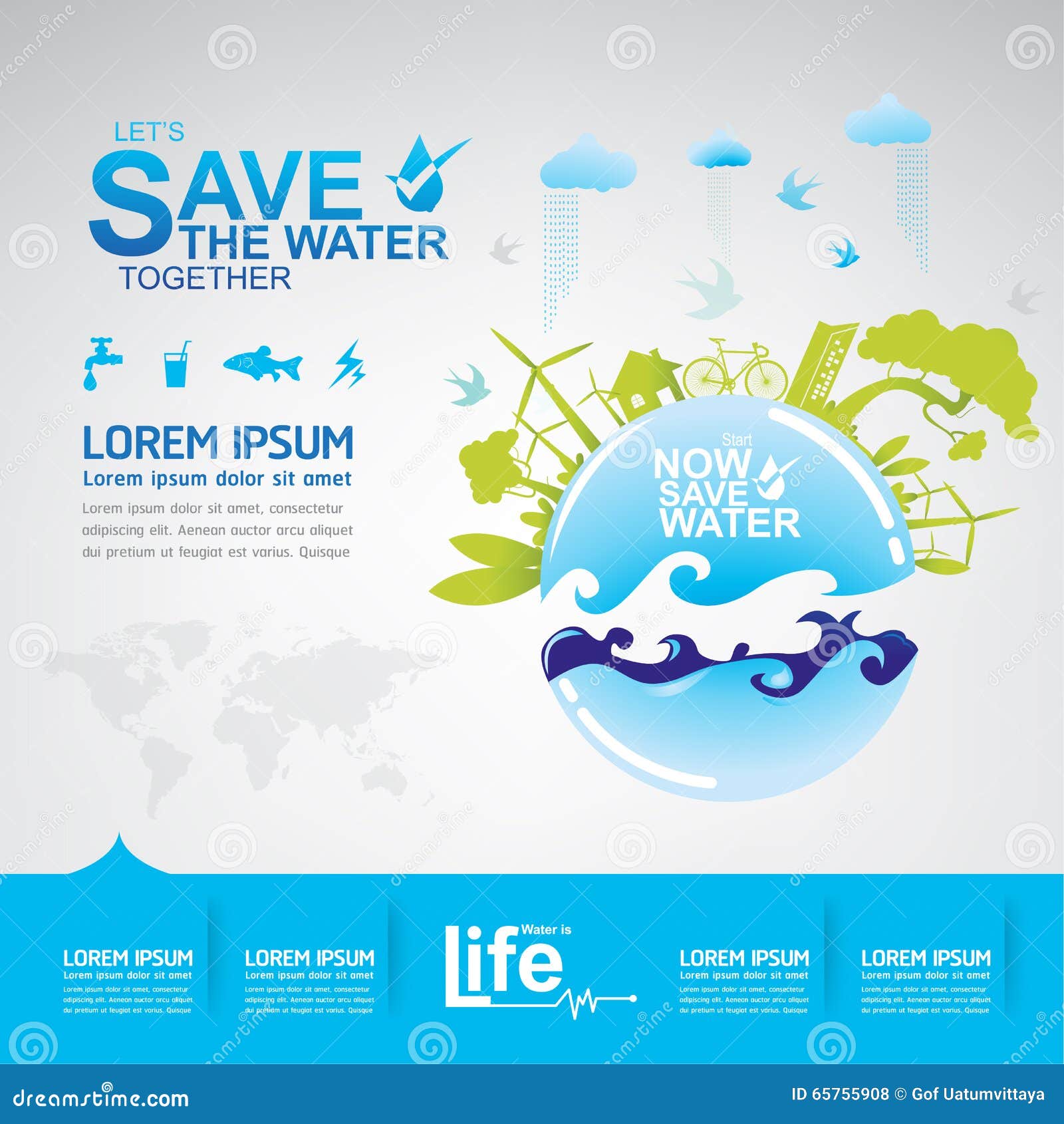 Save Water Vector stock vector. Illustration of environment - 65755908