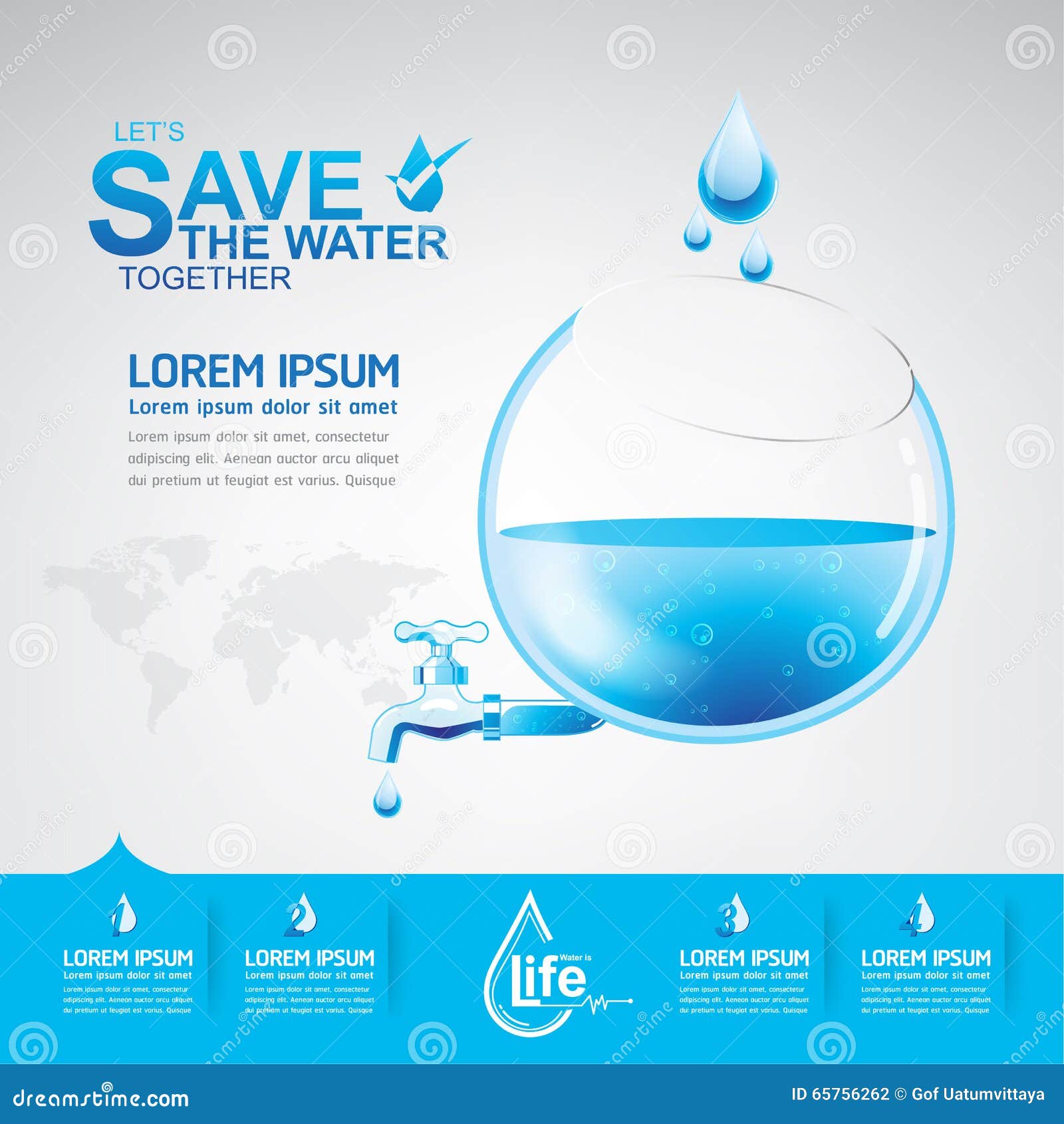 Save Water Vector stock vector. Illustration of design - 65756262