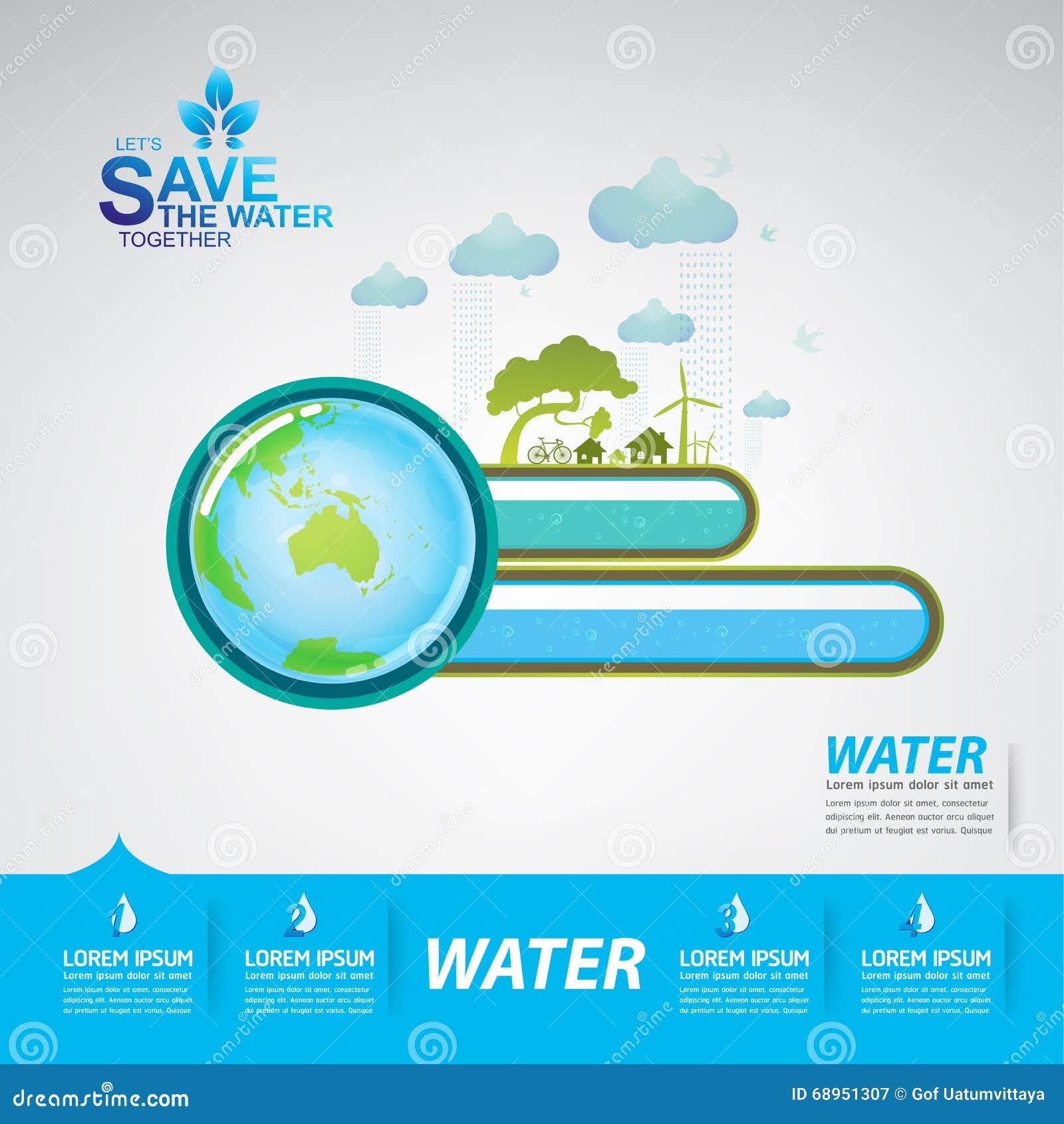 Save Water Vector stock vector. Illustration of global - 68951307