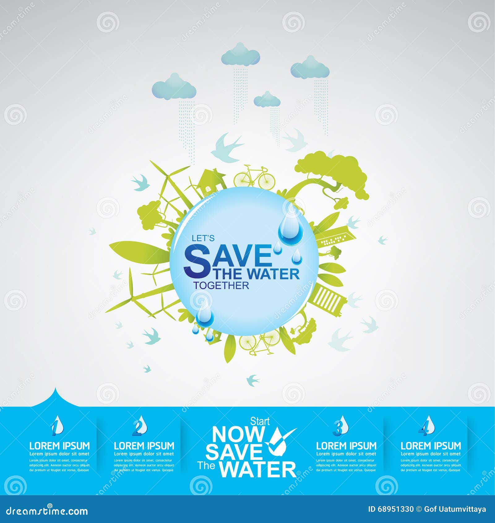 Save Water Vector stock vector. Illustration of earth - 68951330