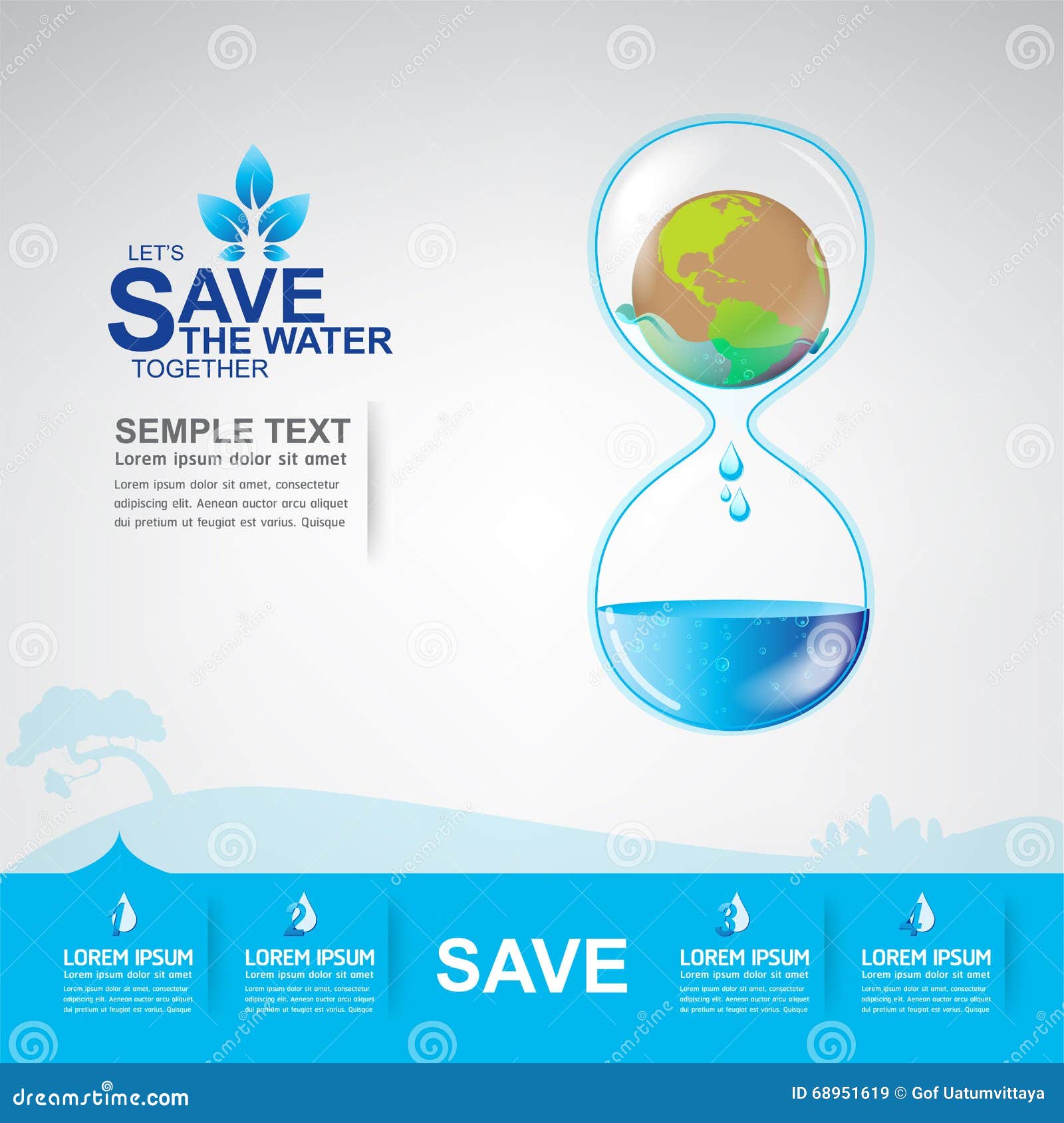 Save Water Vector stock vector. Illustration of nature - 68951619
