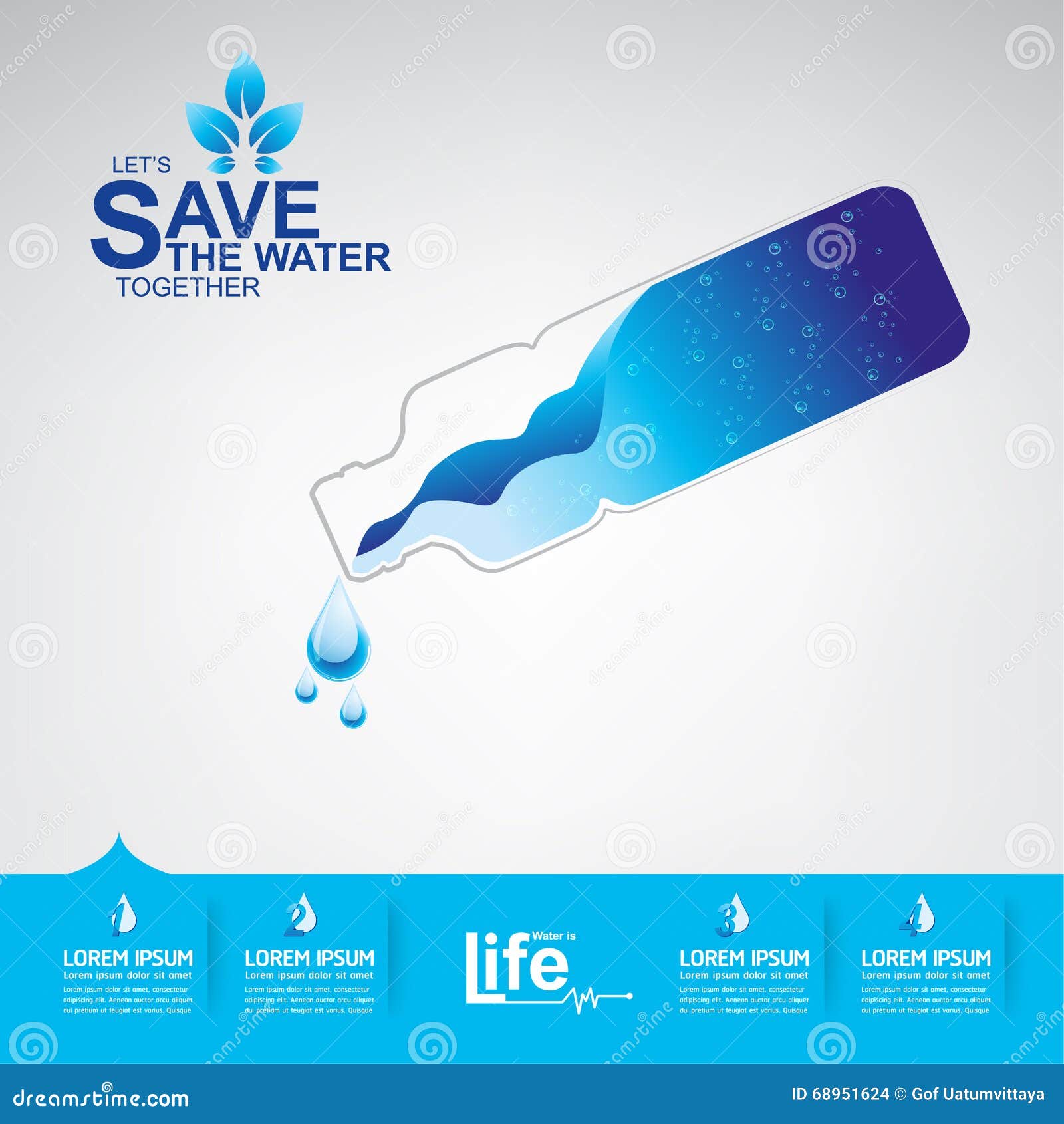 Save Water Vector stock vector. Illustration of blue - 68951624