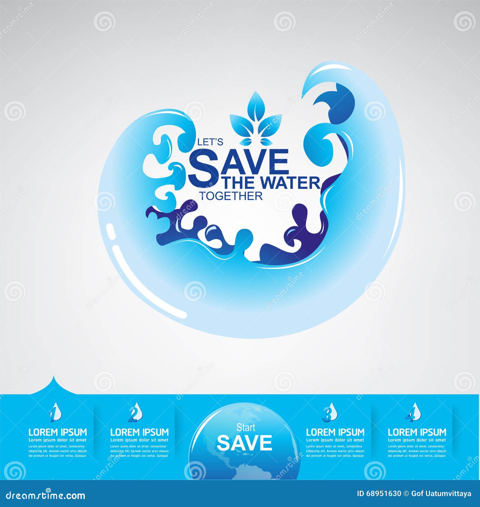 Save Water Vector stock vector. Illustration of plant - 68951630