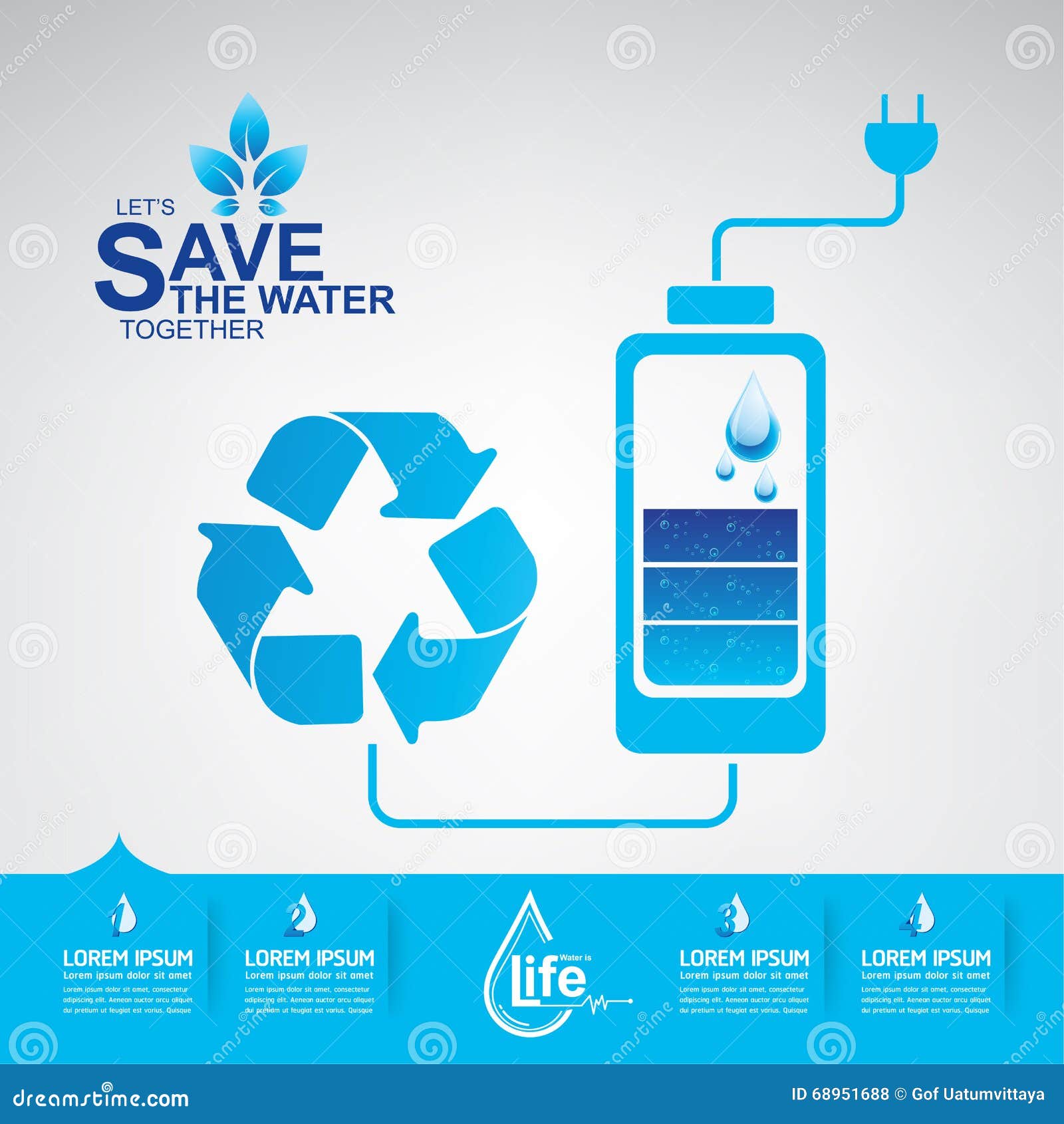 Save Water Vector stock vector. Illustration of energy - 68951688