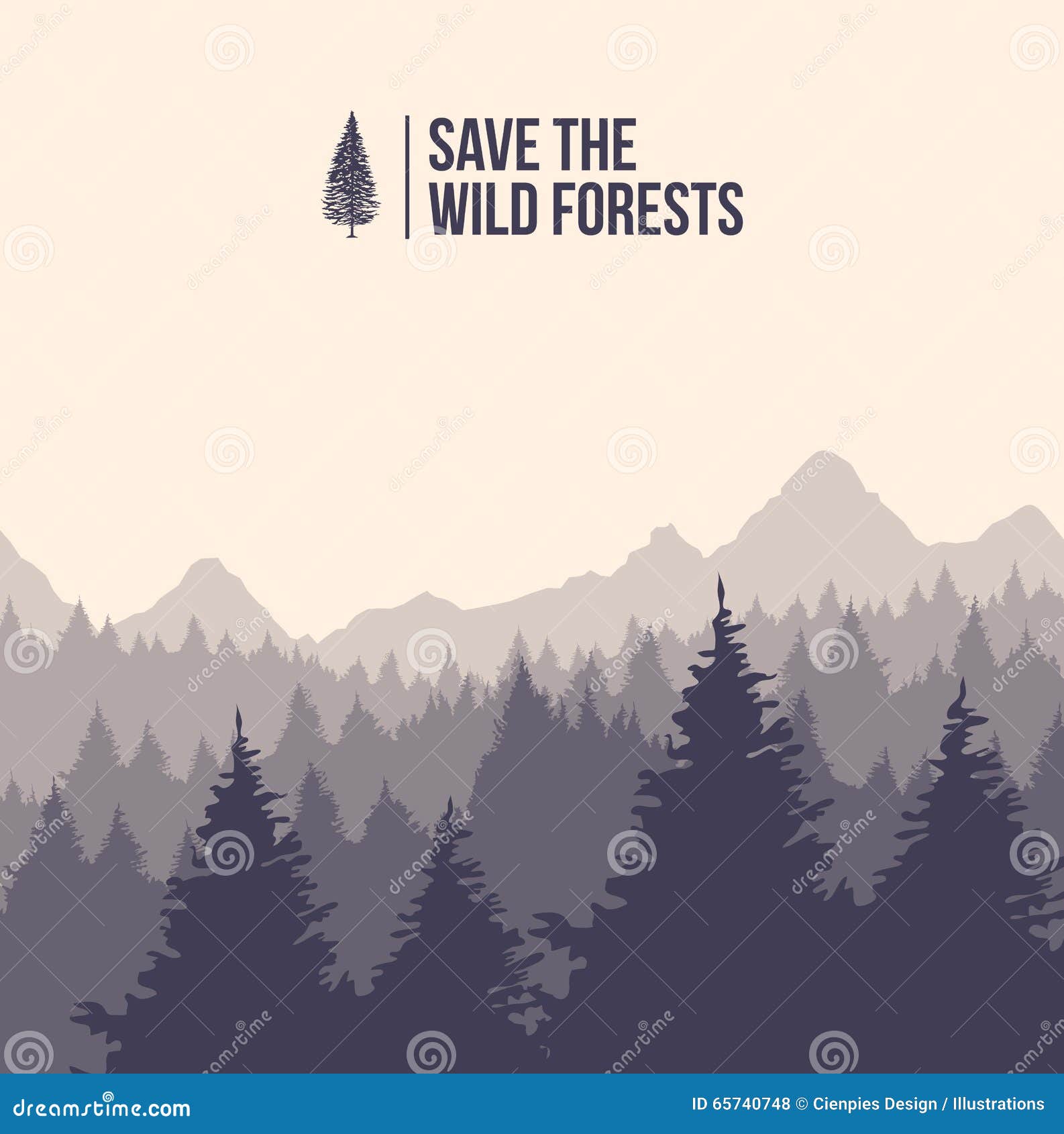 Save the Wild Forests, Tree Landscape Illustration Stock Vector ...