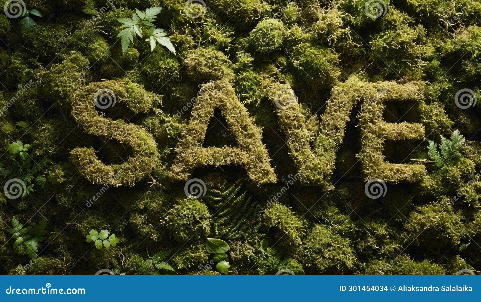 Save Word Displayed on a Green Textured Moss-patterned Surface from a ...