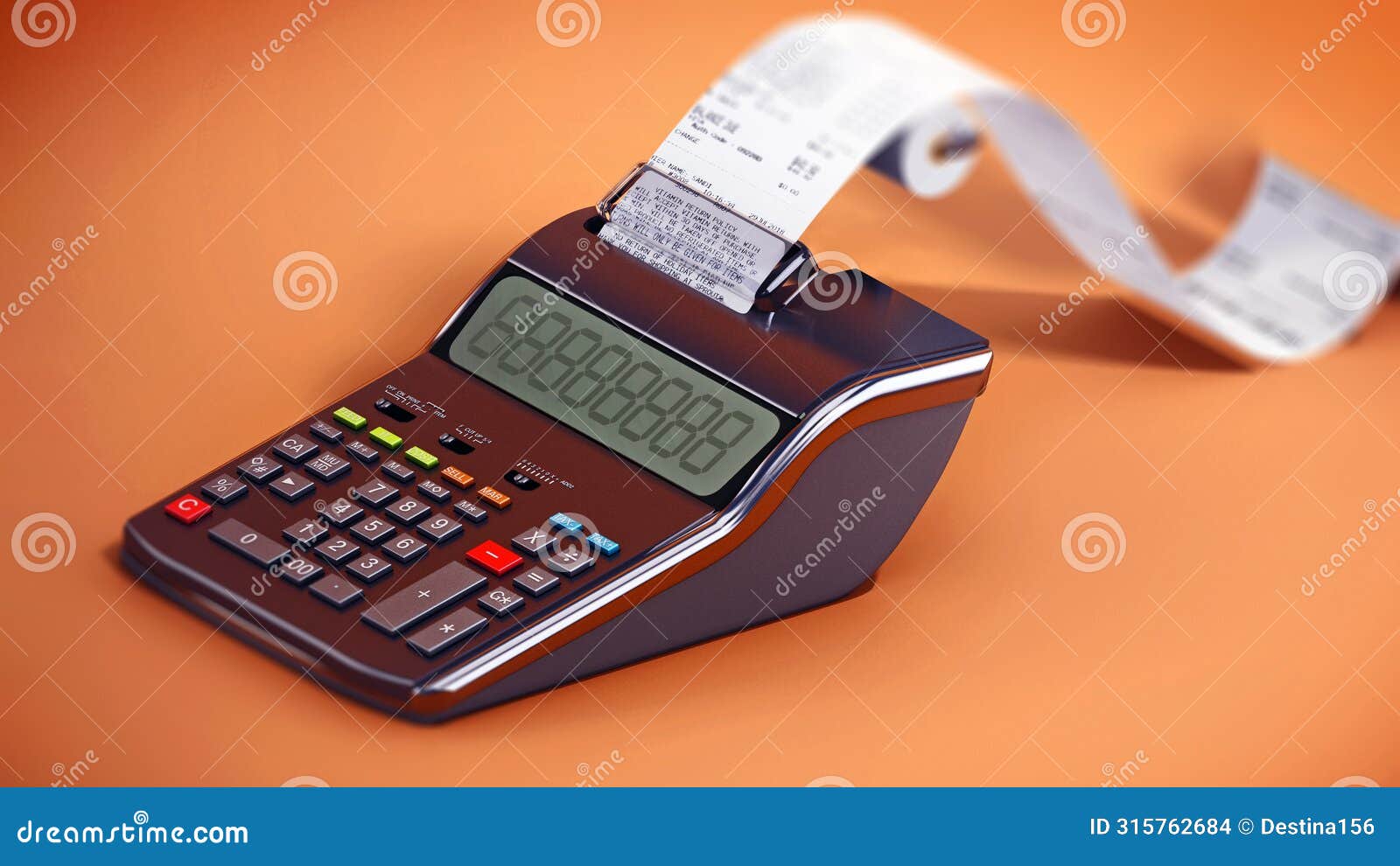 Save Word Forming from Printing Calculator Receipts. 3D Illustration ...