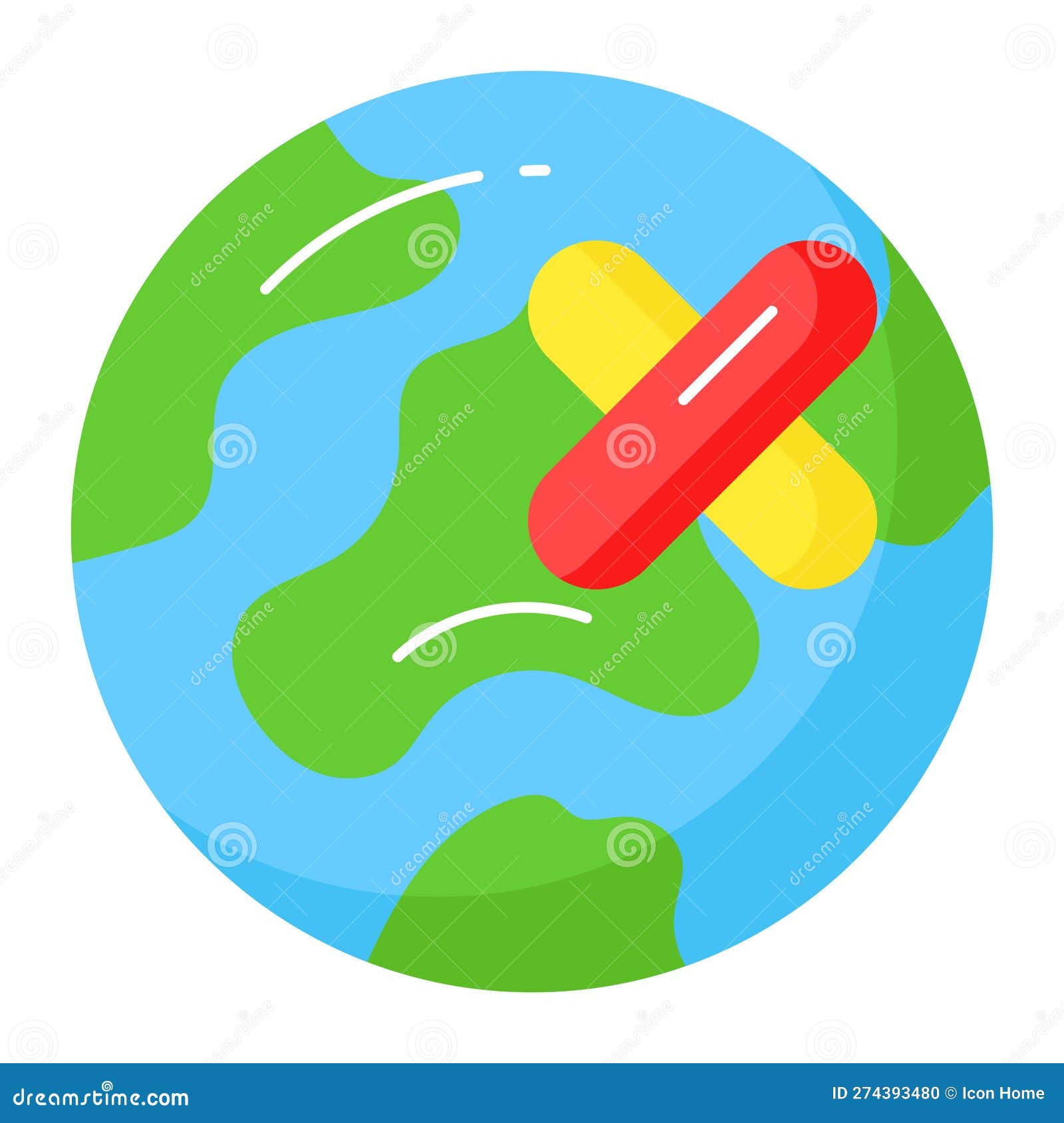 Save the World and Earth, Bandage on World Globe Showing Icon of Healed ...