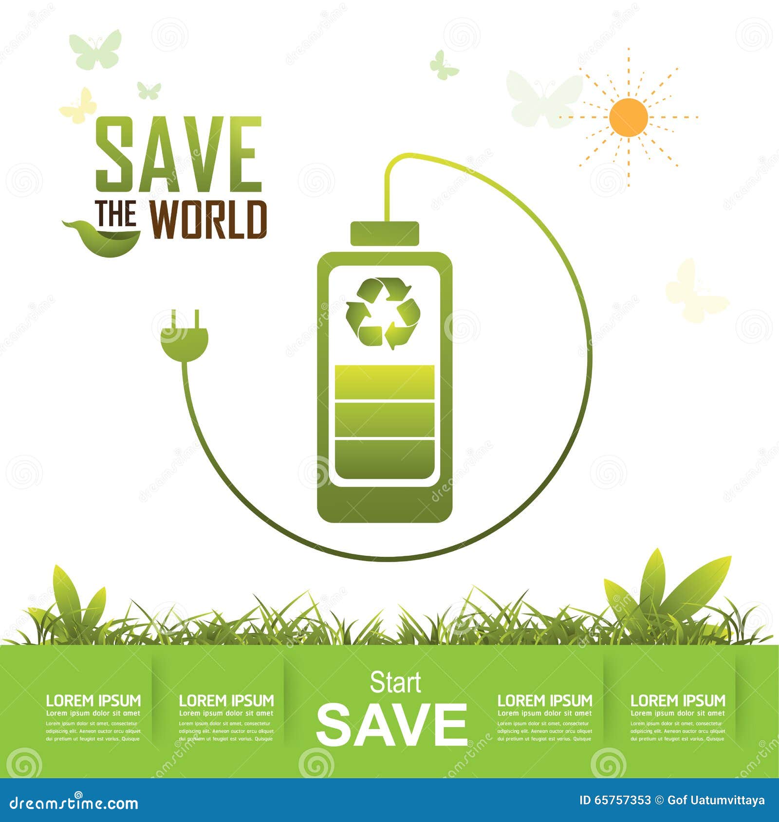 Save the World, Ecology Concept Go Green Stock Vector - Illustration of ...