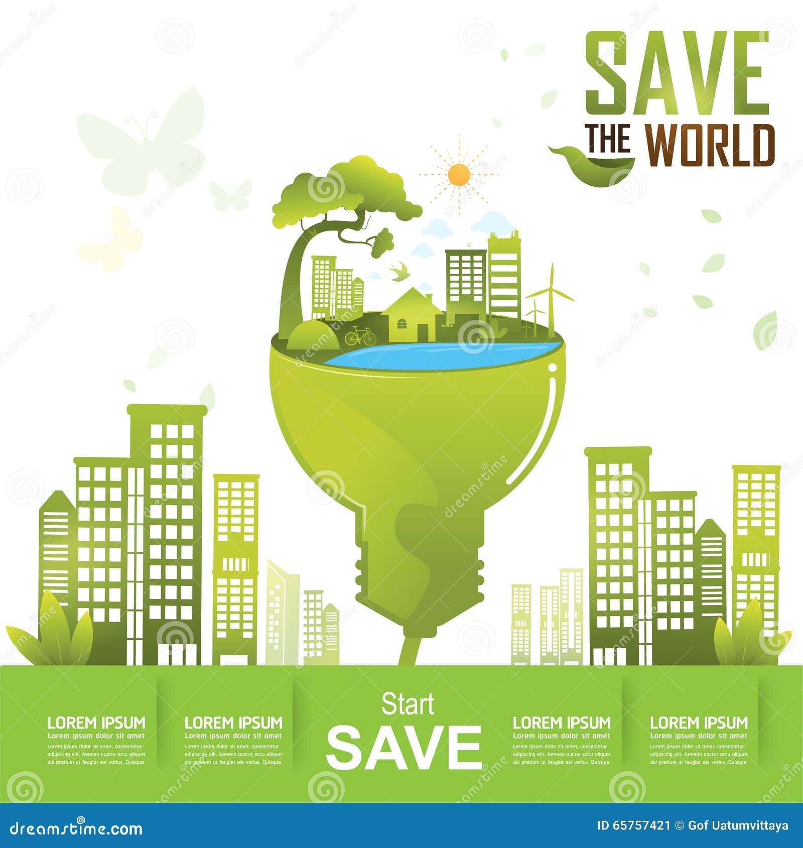 Save the World, Ecology Concept Go Green Stock Vector - Illustration of ...