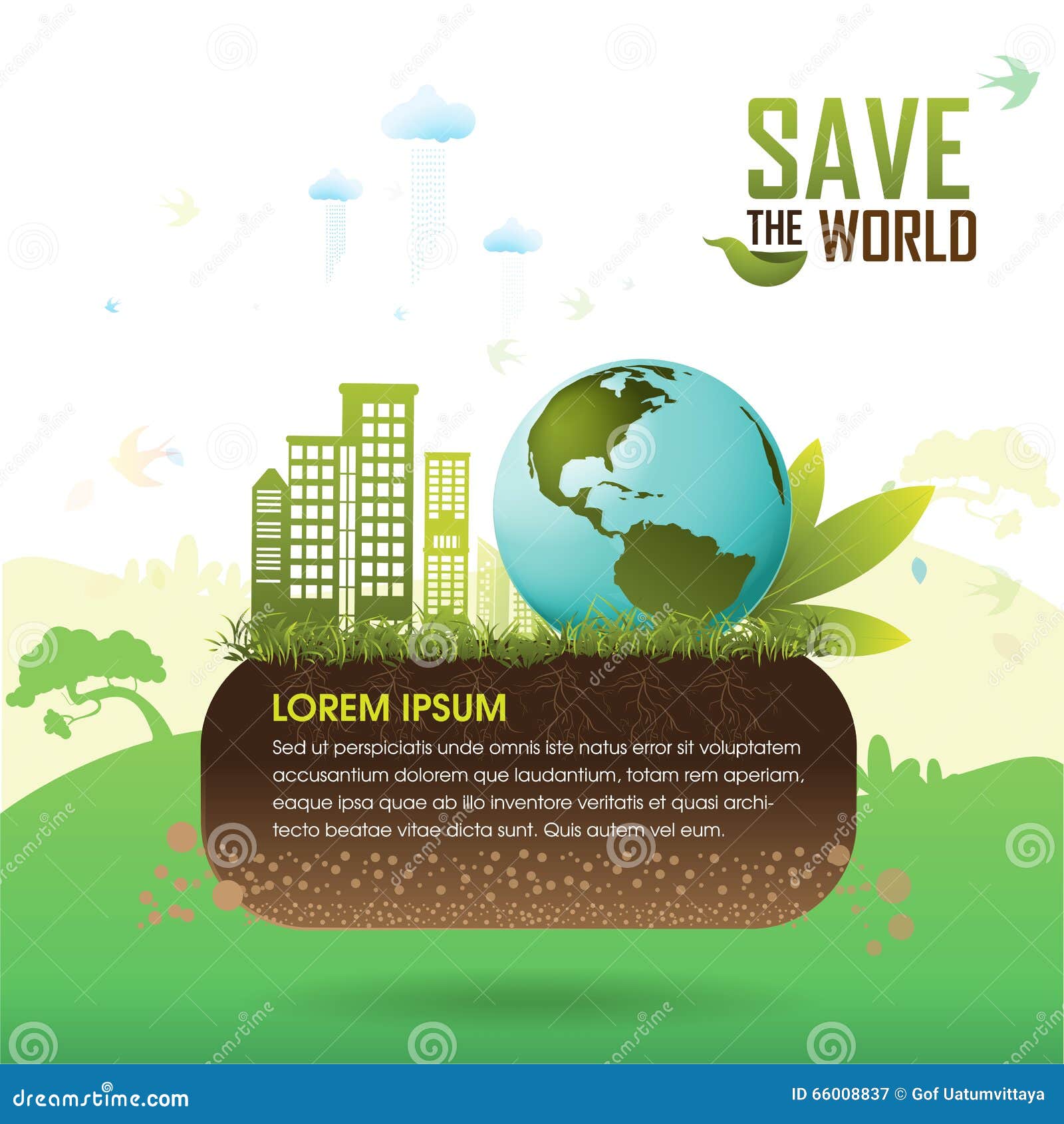 Save the World, Ecology Concept Go Green Stock Vector - Illustration of ...