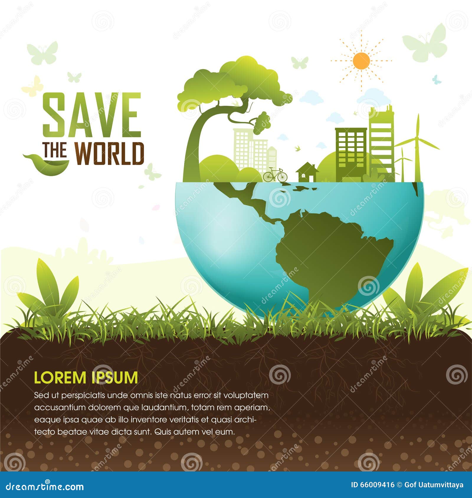 Save the World, Ecology Concept Go Green Stock Vector - Illustration of ...