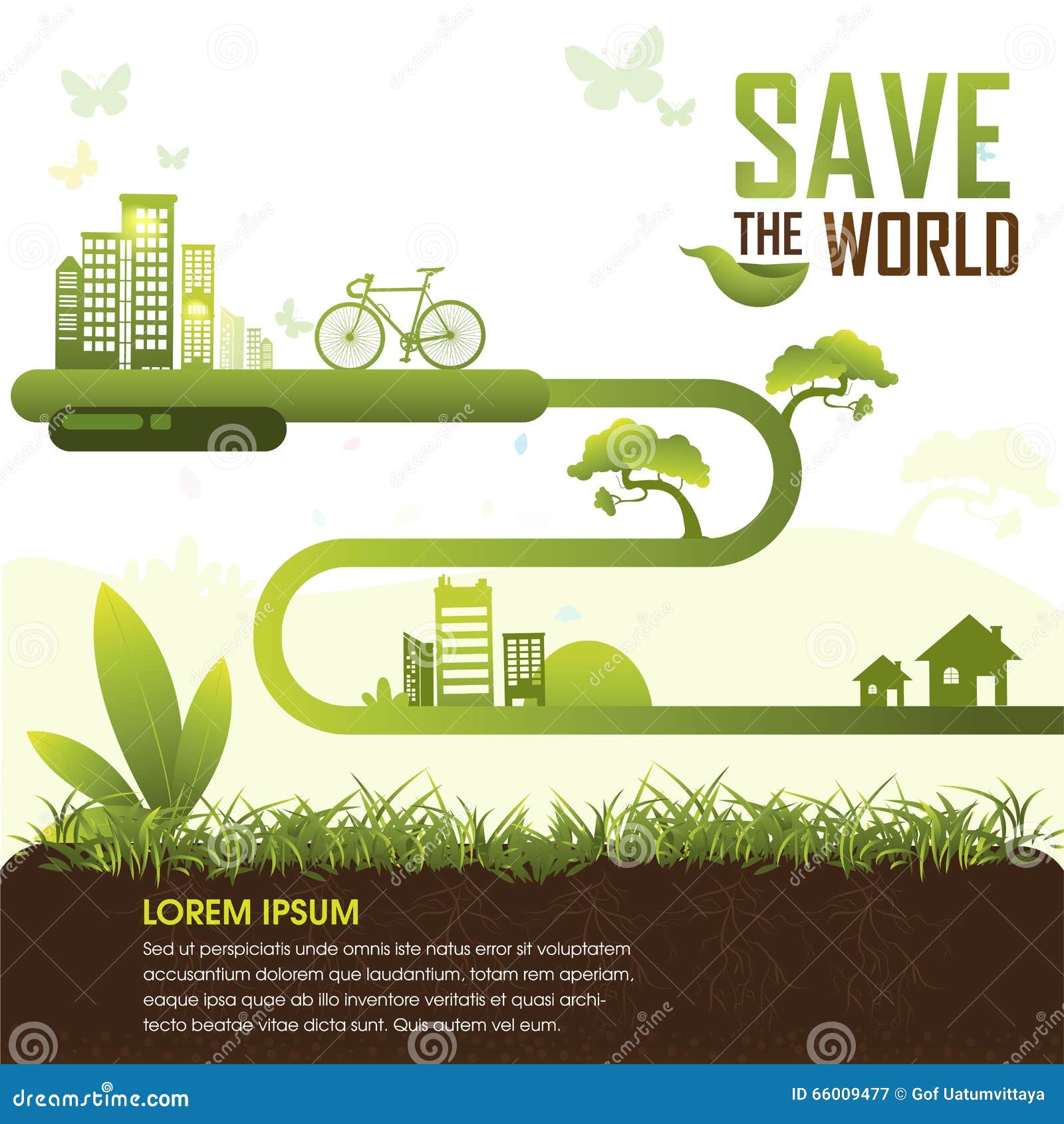 Save the World, Ecology Concept Go Green Stock Vector - Illustration of ...