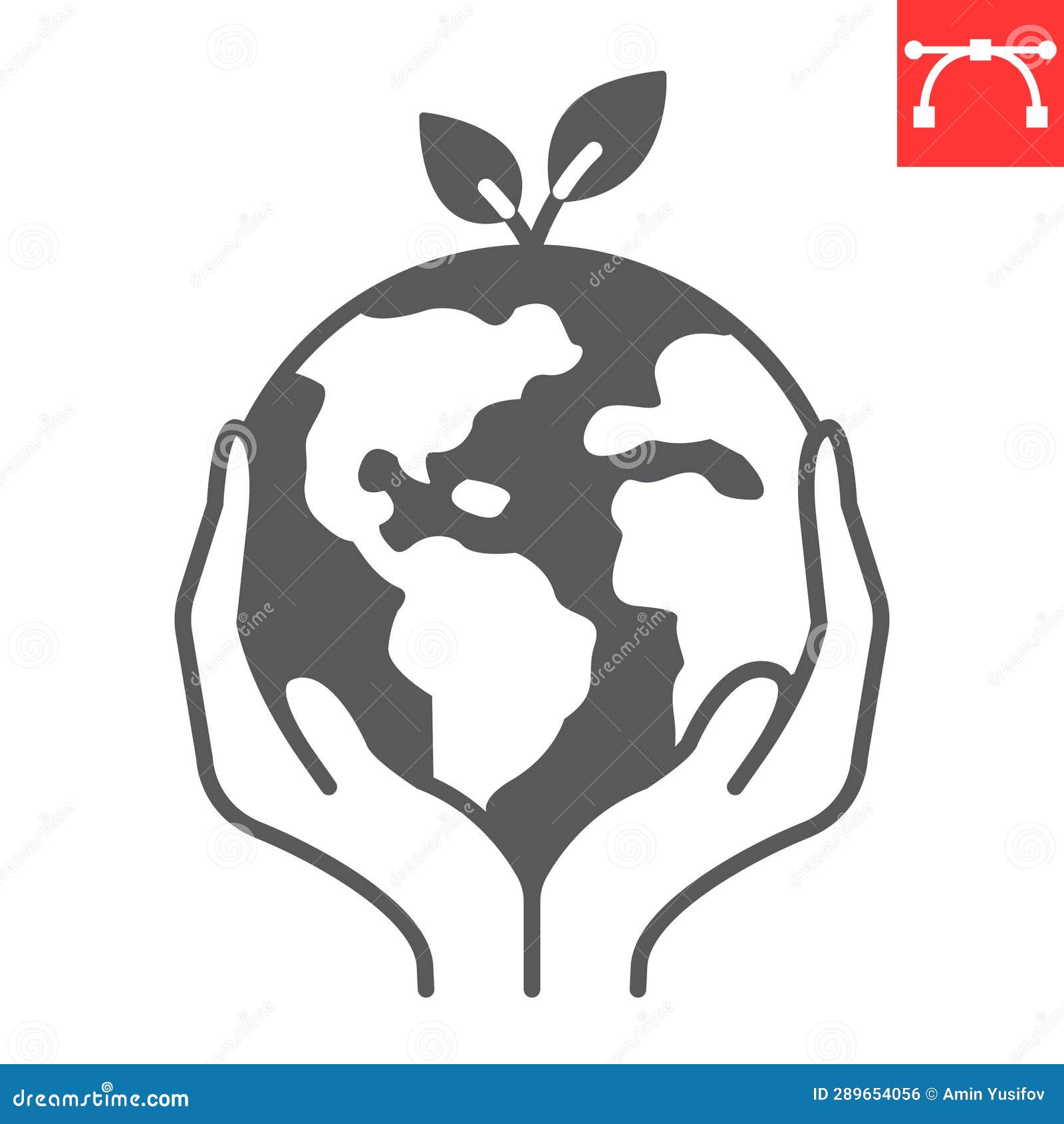 Save the world glyph icon stock vector. Illustration of green - 289654056