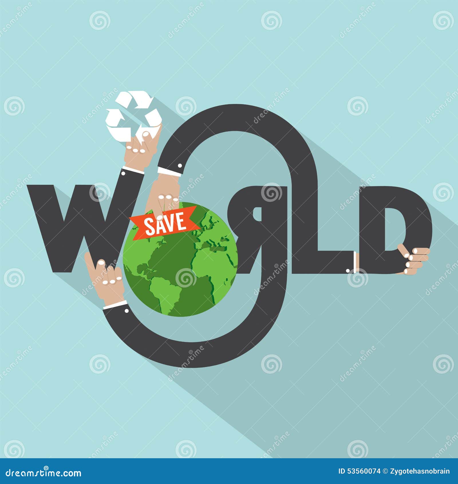 Save World Typography Design Stock Vector - Illustration of placard ...