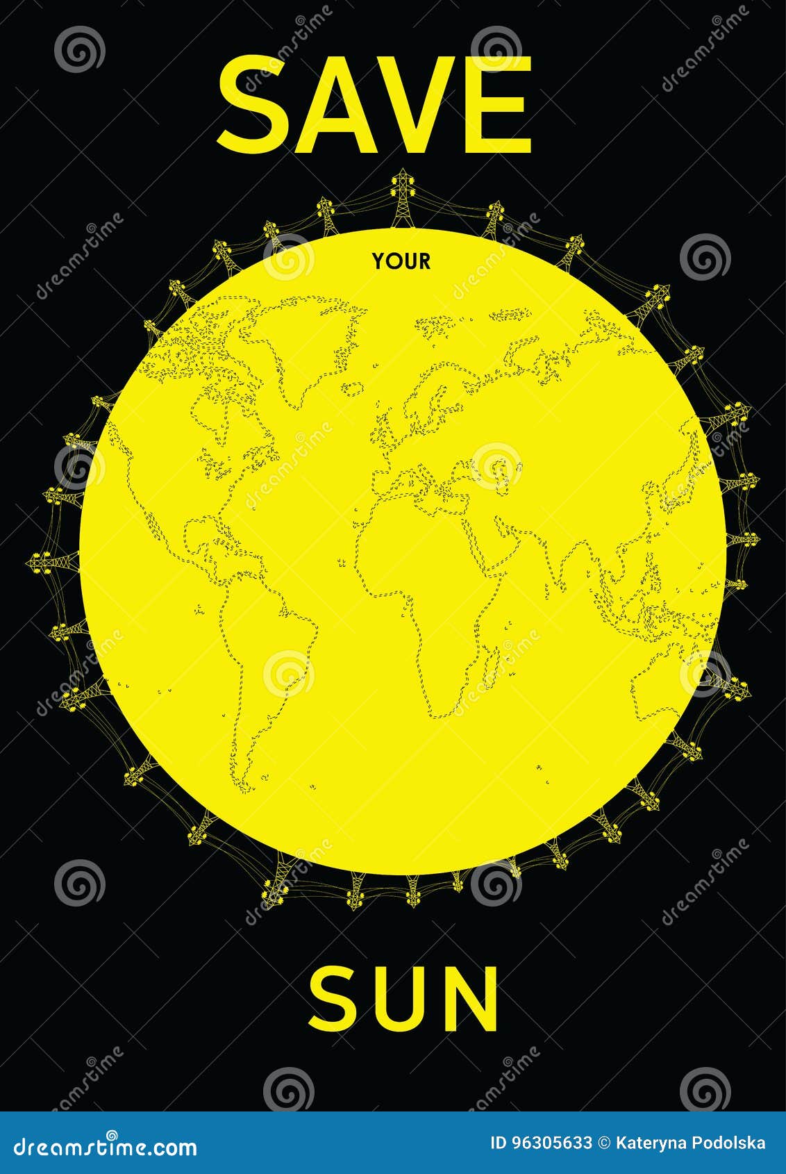 Save your sun stock vector. Illustration of resources - 96305633
