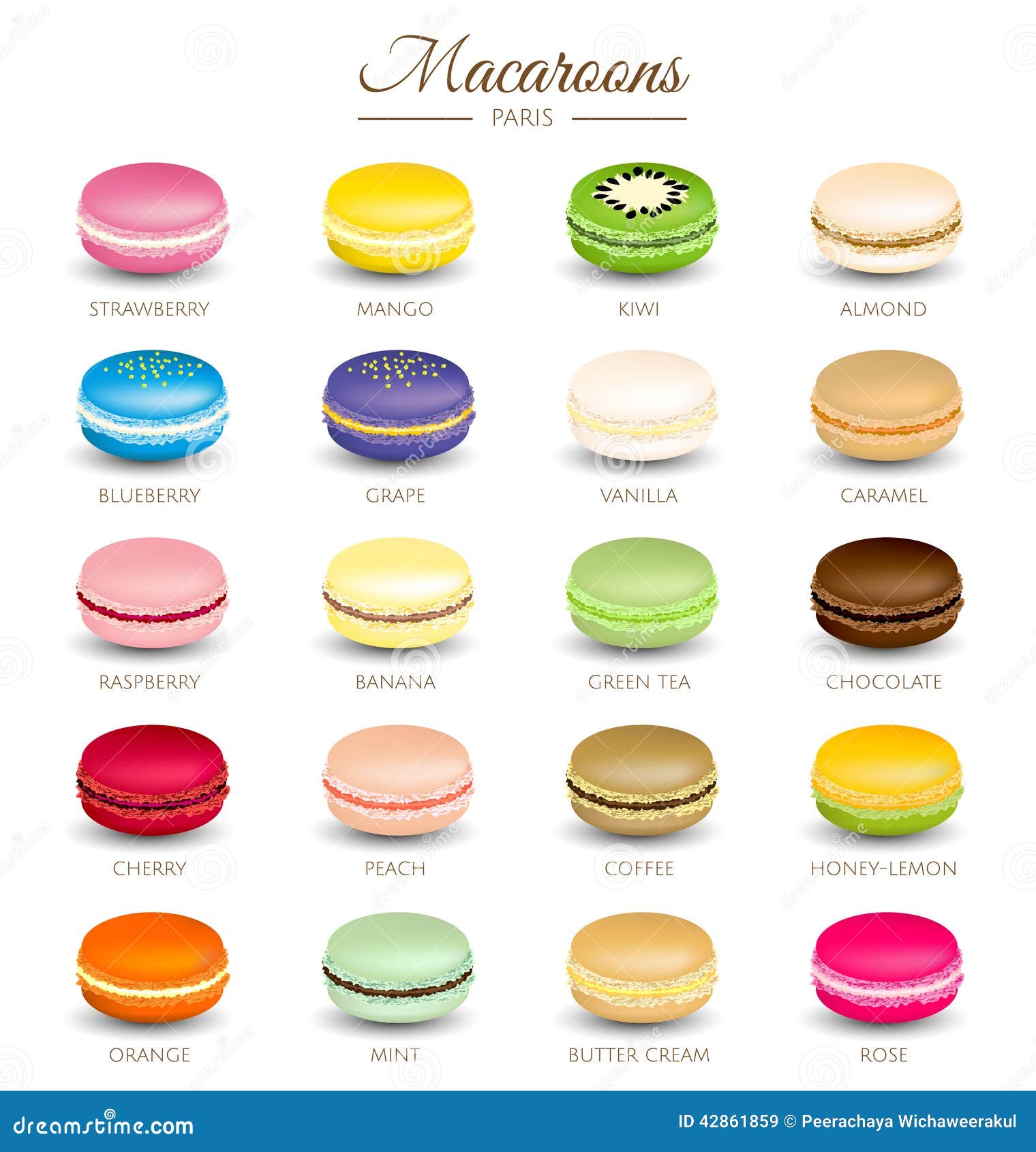 Saveurs Colorées De Macarons Illustration de Vecteur - Image: 42861859