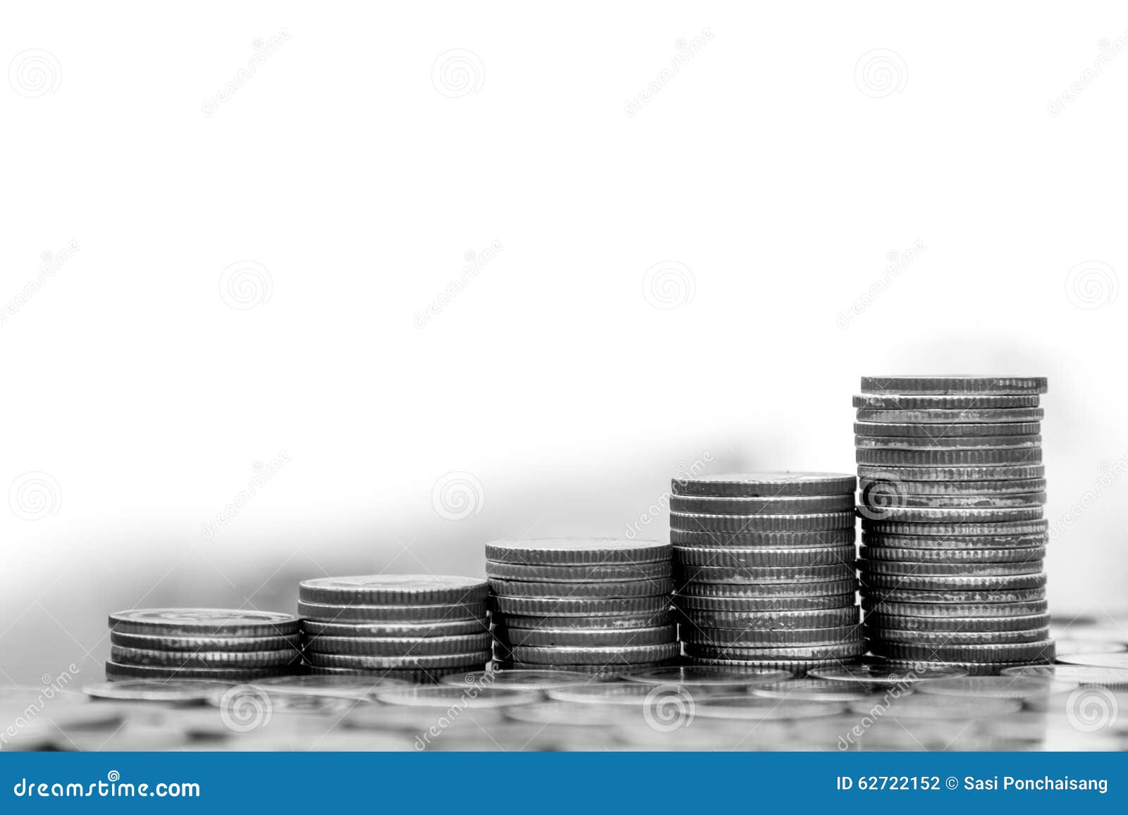 Saving and Business Concept, Money Coin Stack Growing Graph Stock Photo ...
