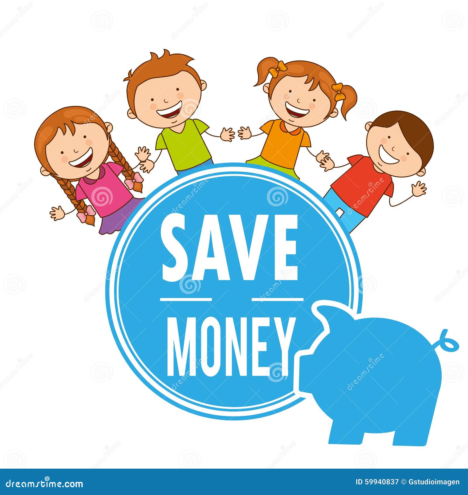 Saving children stock vector. Illustration of banking - 59940837