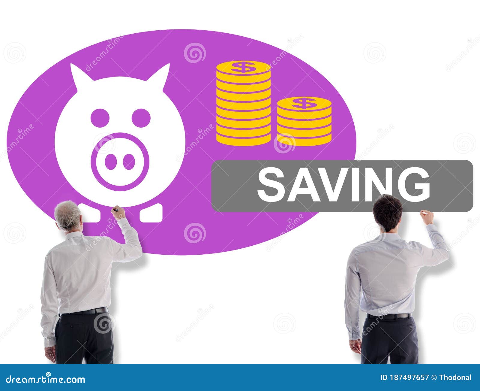 Saving Concept Drawn by Businessmen Stock Image - Image of person, save ...