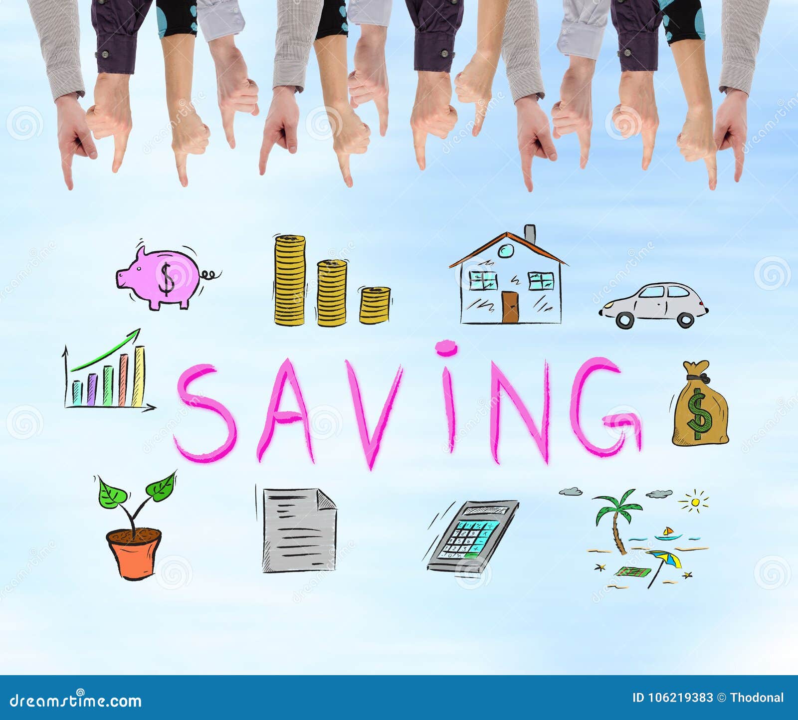Saving concept on a wall stock image. Image of saving - 106219383