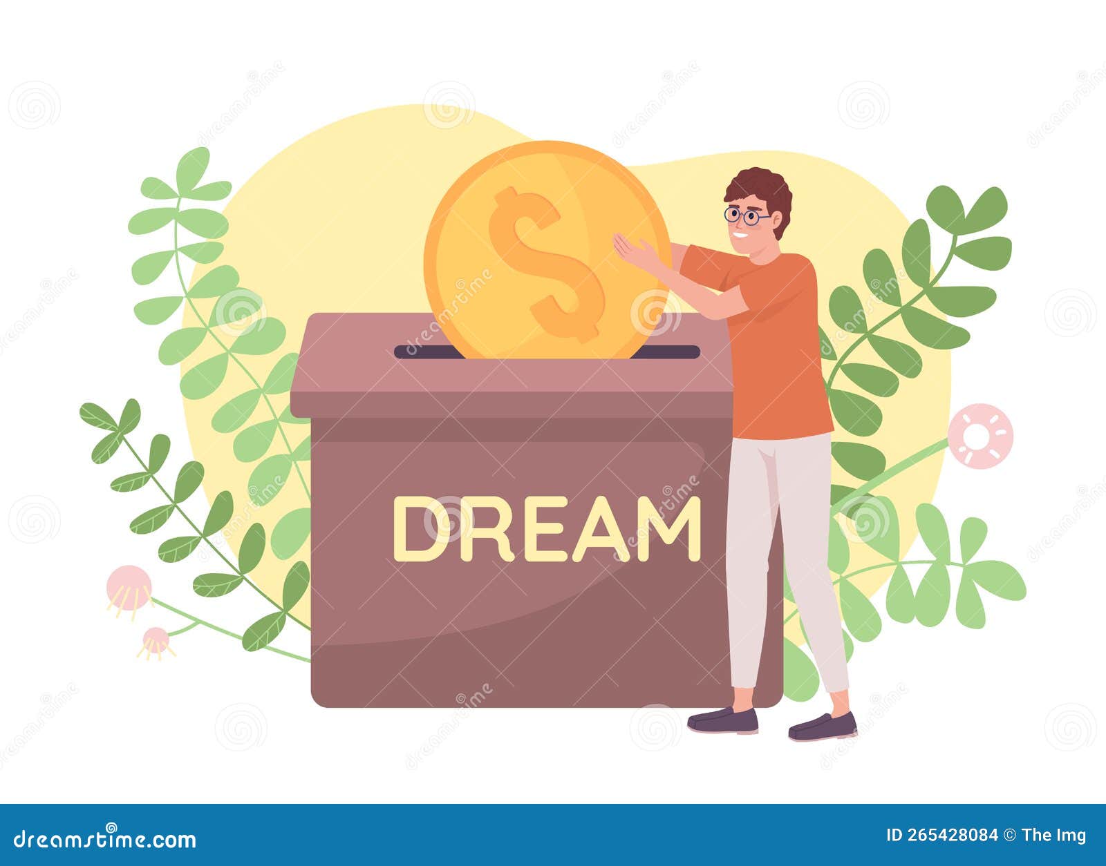 Saving for Dream Flat Concept Vector Illustration Stock Vector - Illustration of expensive ...