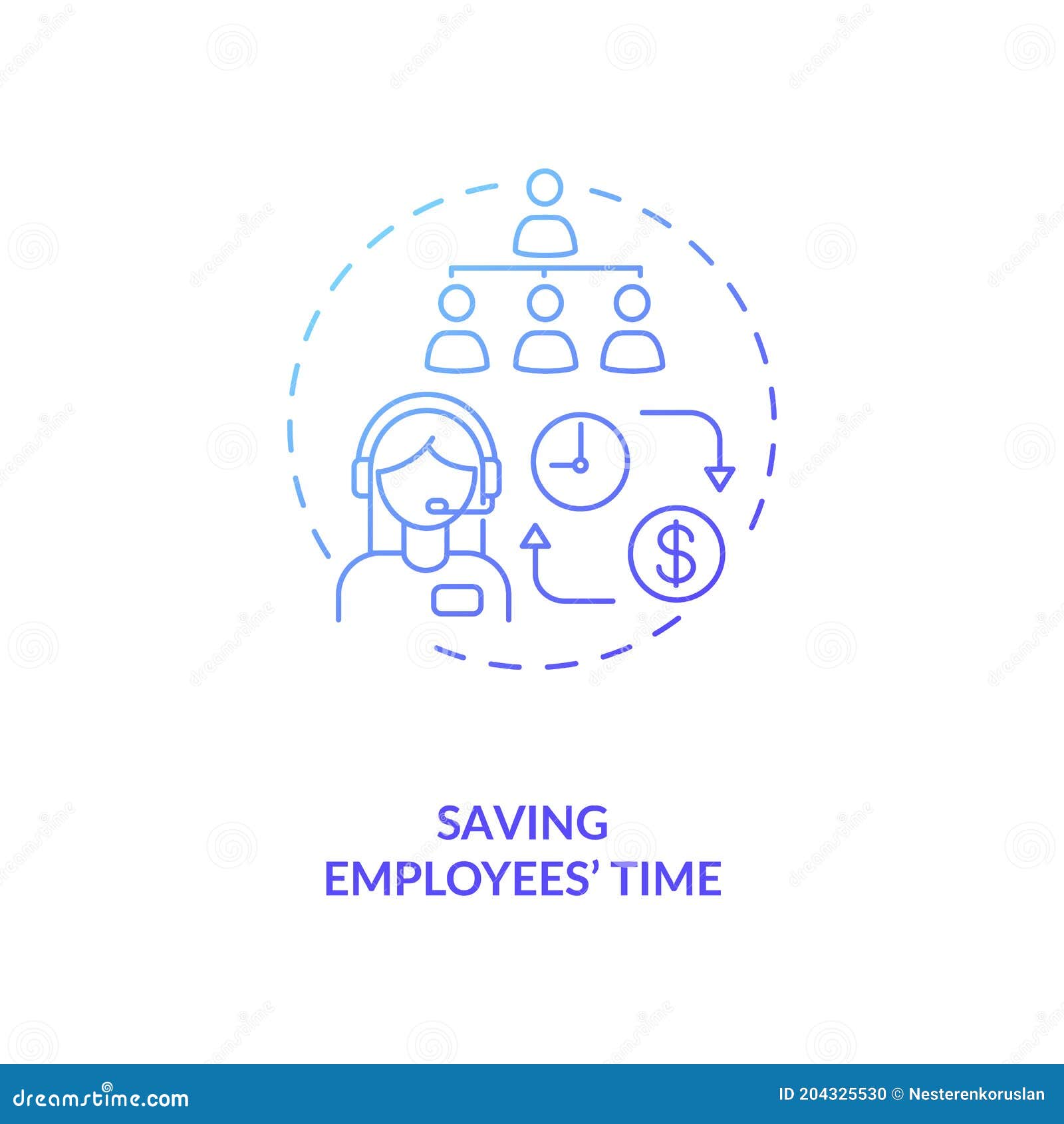 Saving Employees Time Blue Gradient Concept Icon Stock Vector ...